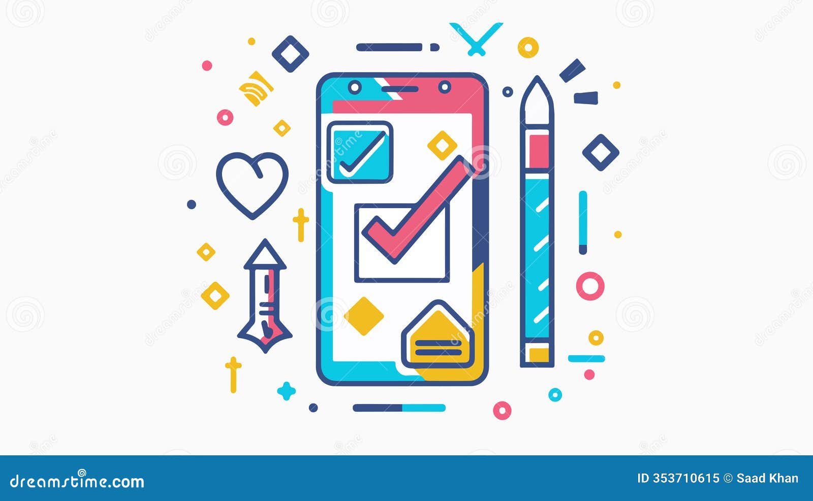 Mobile Approved Icons with Check Mark for Professional Usage Stock ...