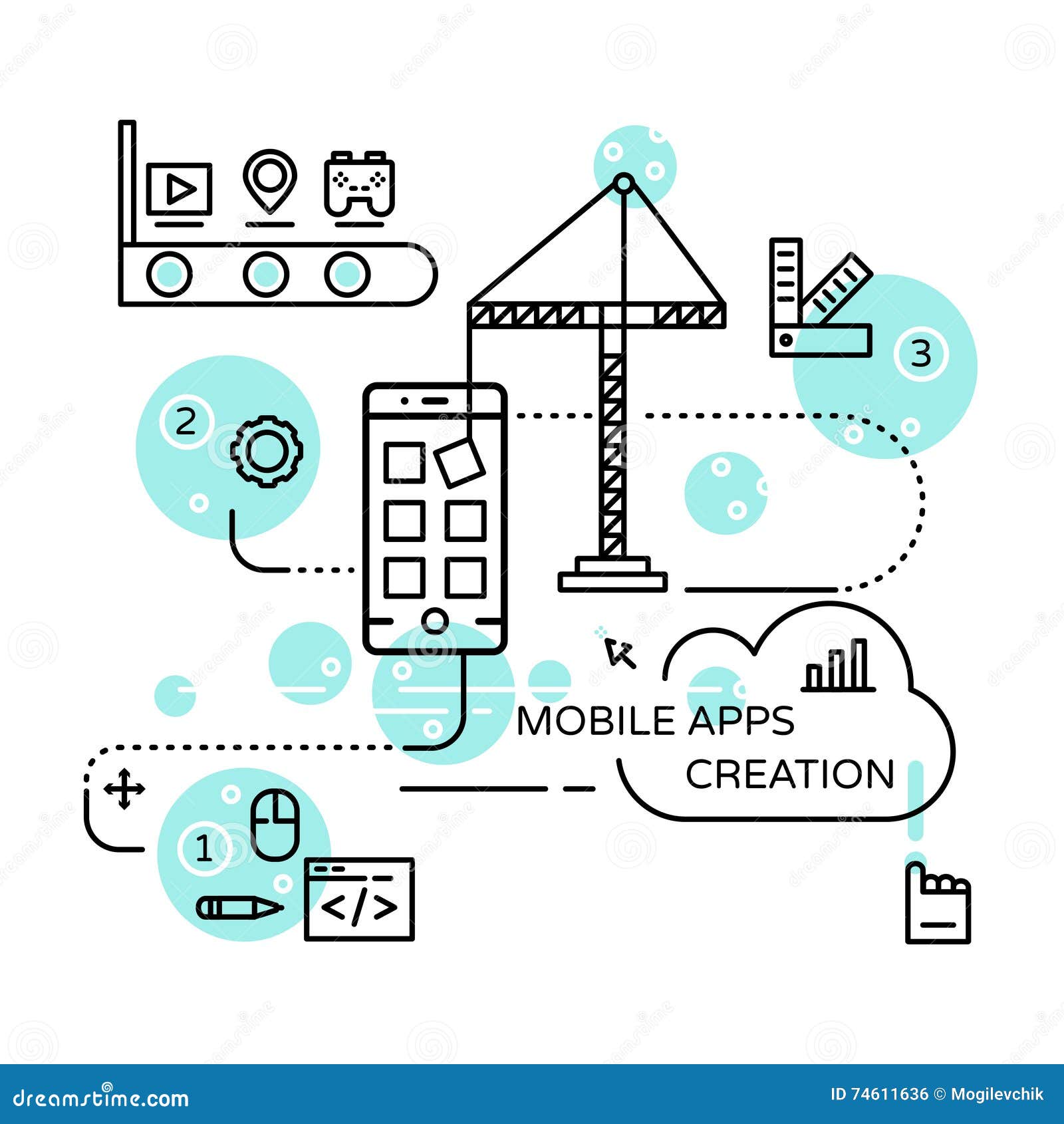 Web Creation Linear Icons Set Design Development Html Css Javascript Bootstrap Ui Line