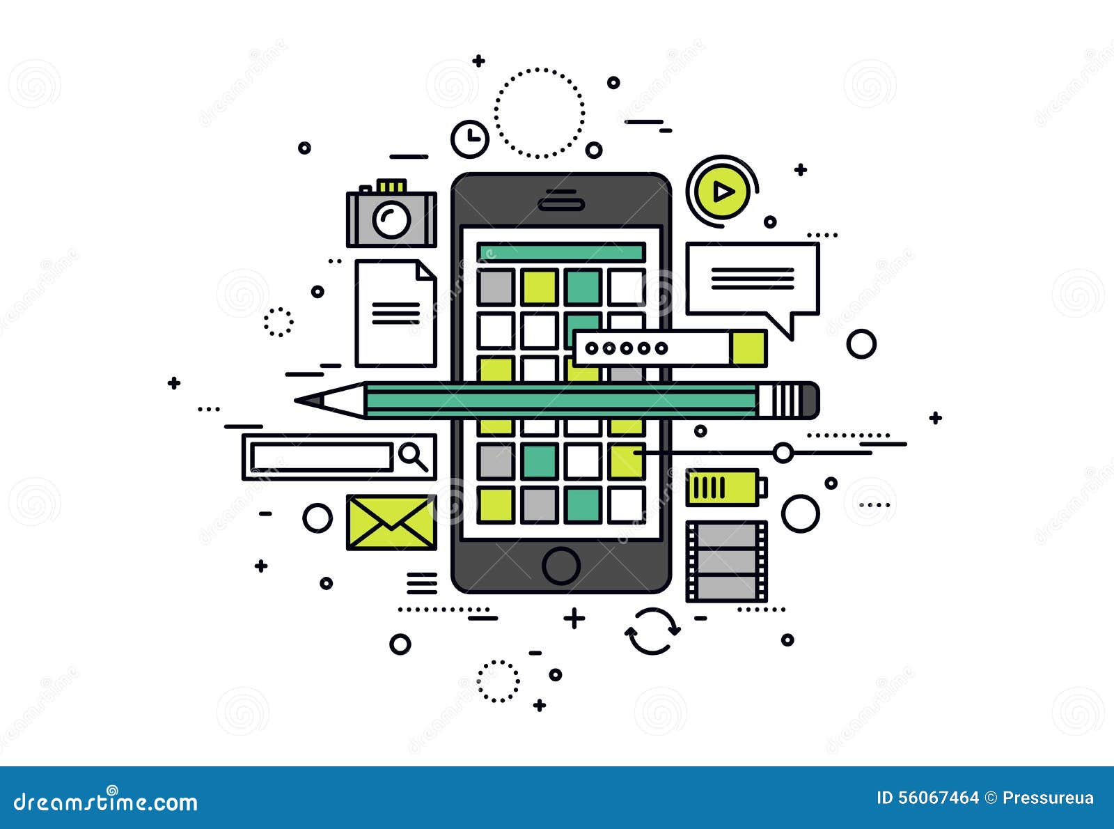 Mobile Apps Develop Line Style Illustration Stock Vector - Illustration of flat, development ...