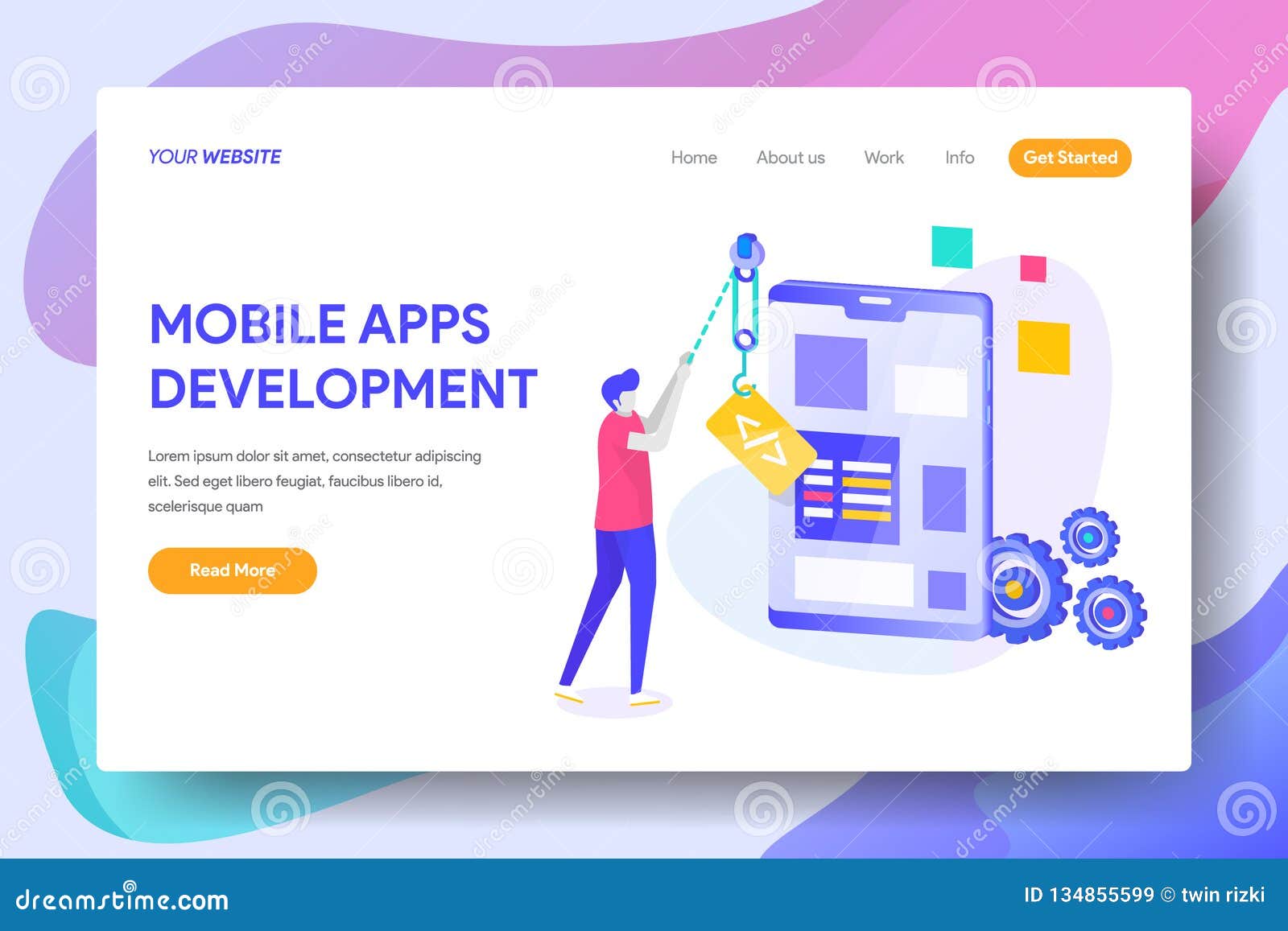 MOBILE APPS DEVELOPMENT stock vector. Illustration of mockup - 134855599