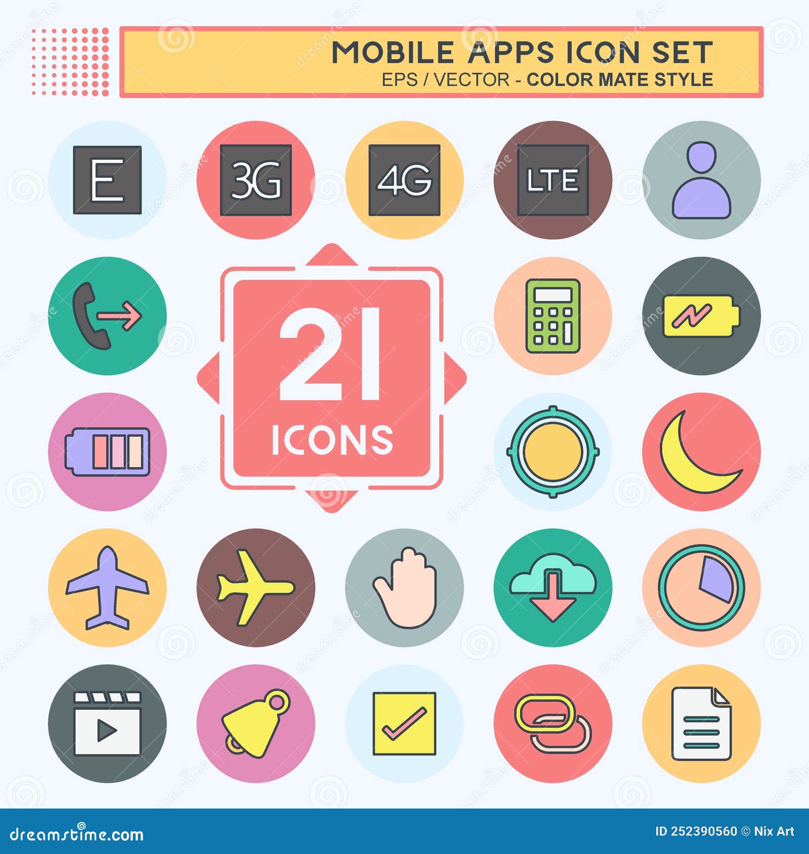 Mobile Apps Icon Set. Suitable for Web Interface Symbol. Color Mate ...