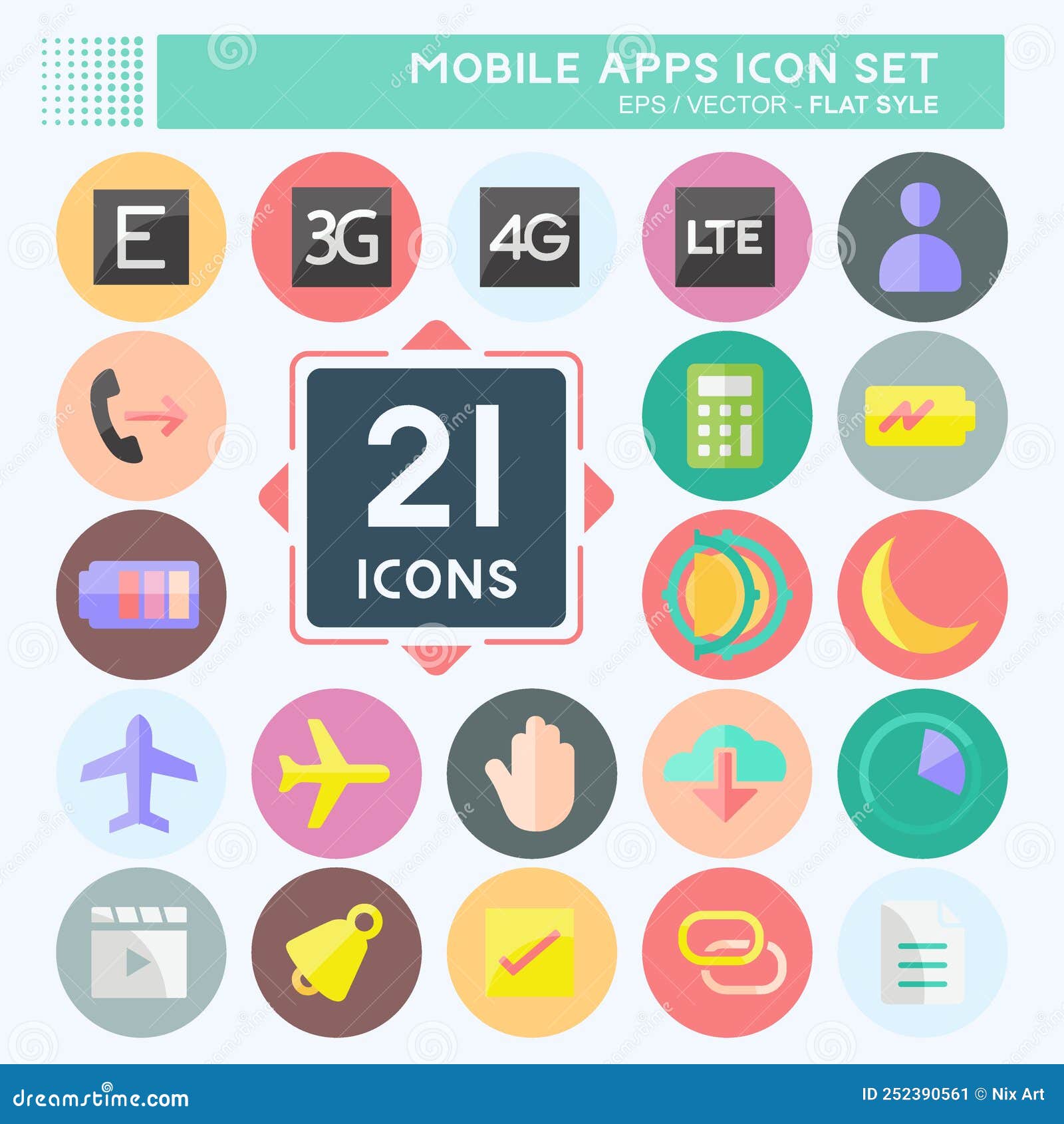 Mobile Apps Icon Set. Suitable for Web Interface Symbol. Flat Style ...