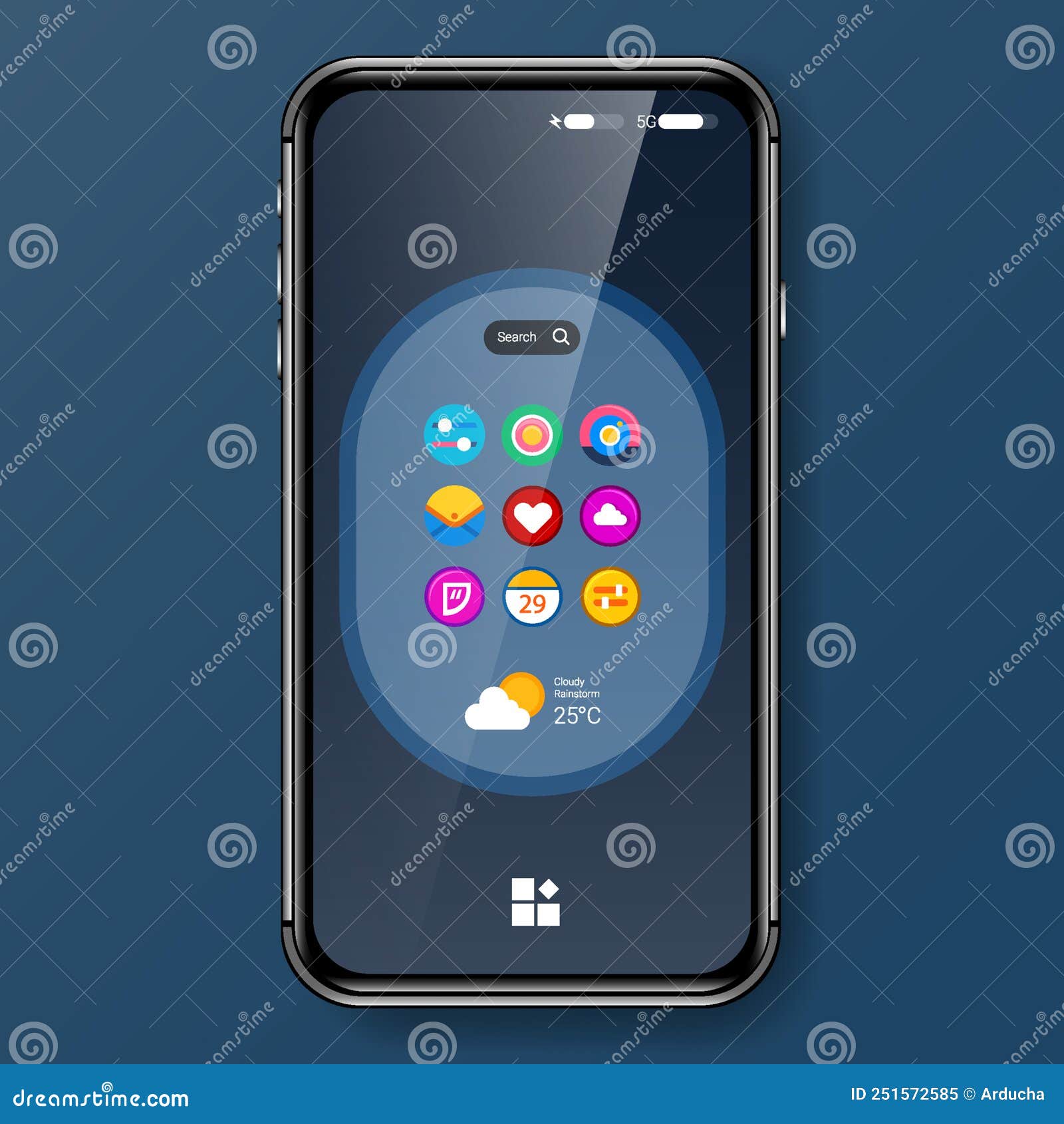 Mobile Apps Menu User Interface Realistic Smartphone Design Stock ...