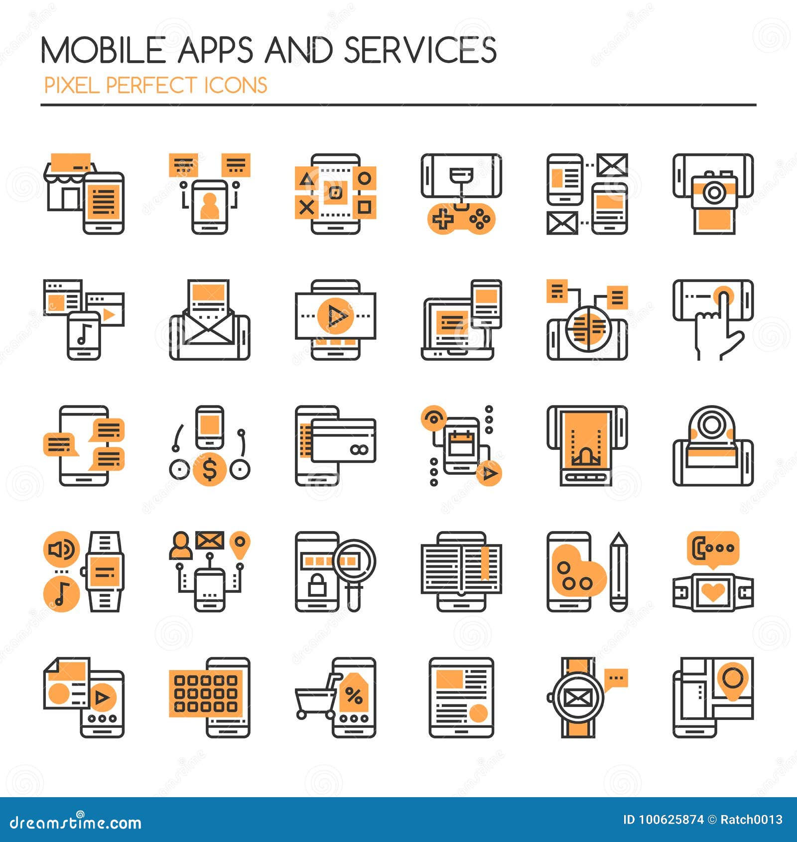 Mobile Apps and Service stock vector. Illustration of clock - 100625874