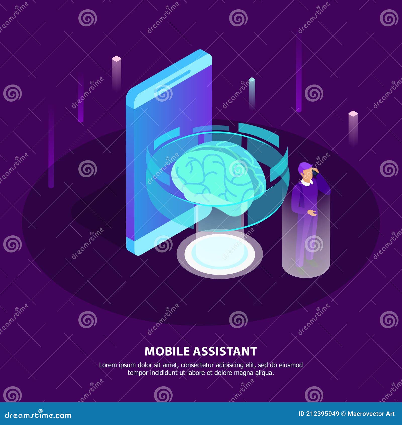 Mobile Assistant Isometric Poster Stock Vector - Illustration of future ...