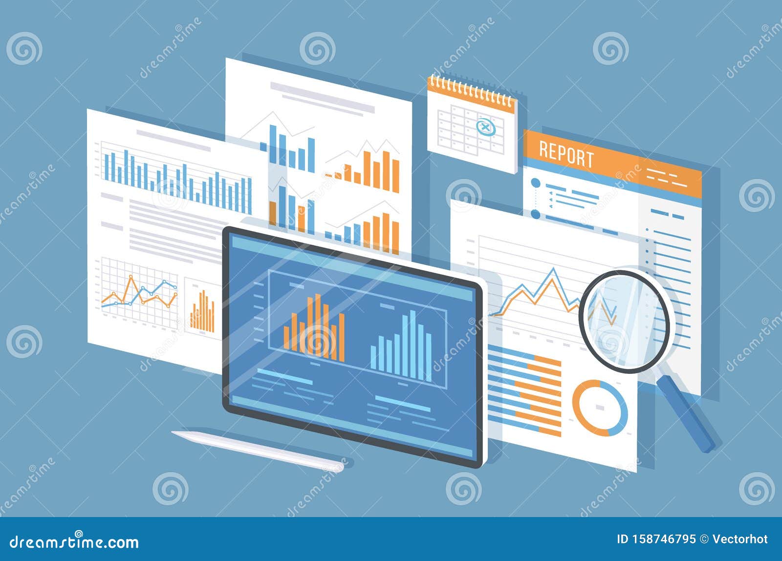 Mobile Auditing, Data Analysis, Statistics, Research. Tablet With ...