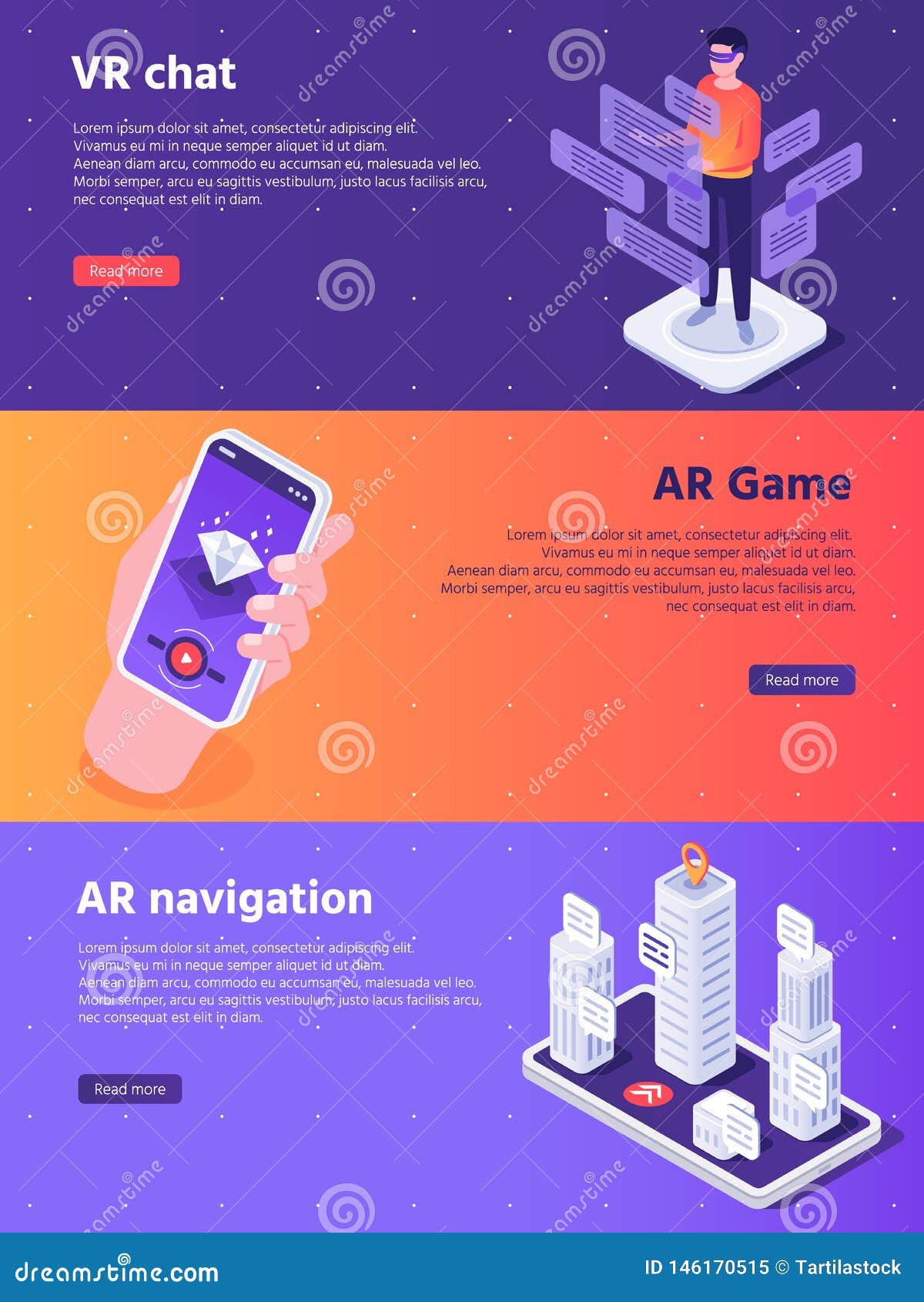 Mobile Augmented Reality. Isometric Virtual AR Device Entertainment ...