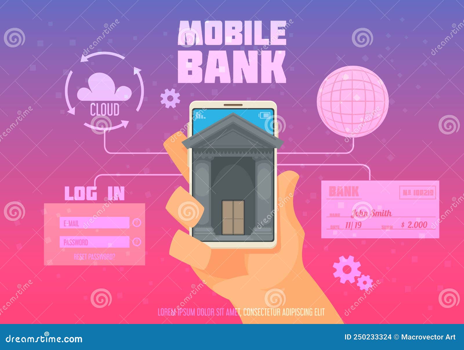 Mobile Bank Poster stock vector. Illustration of name - 250233324