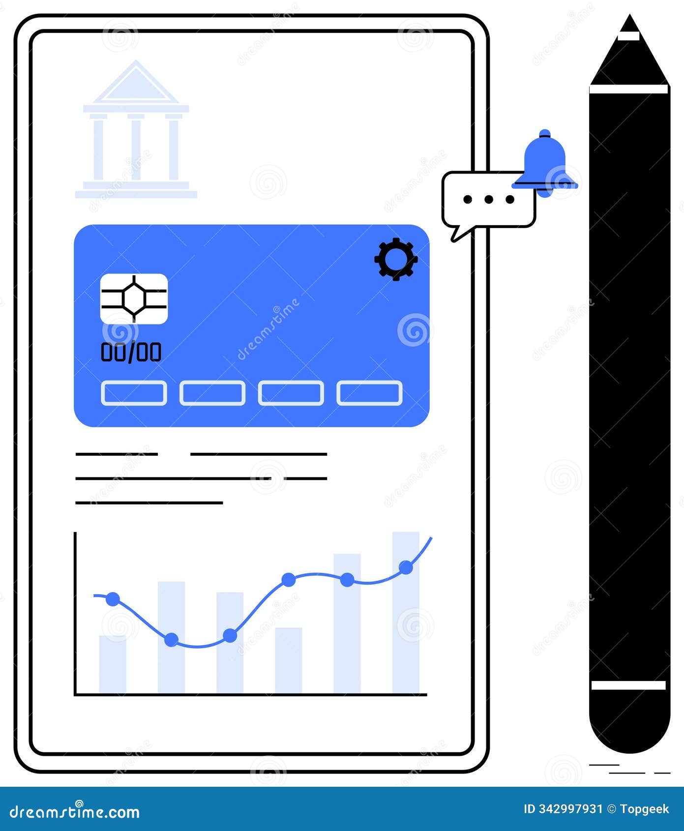 Mobile Banking App Interface with Credit Card, Notifications, Graph ...