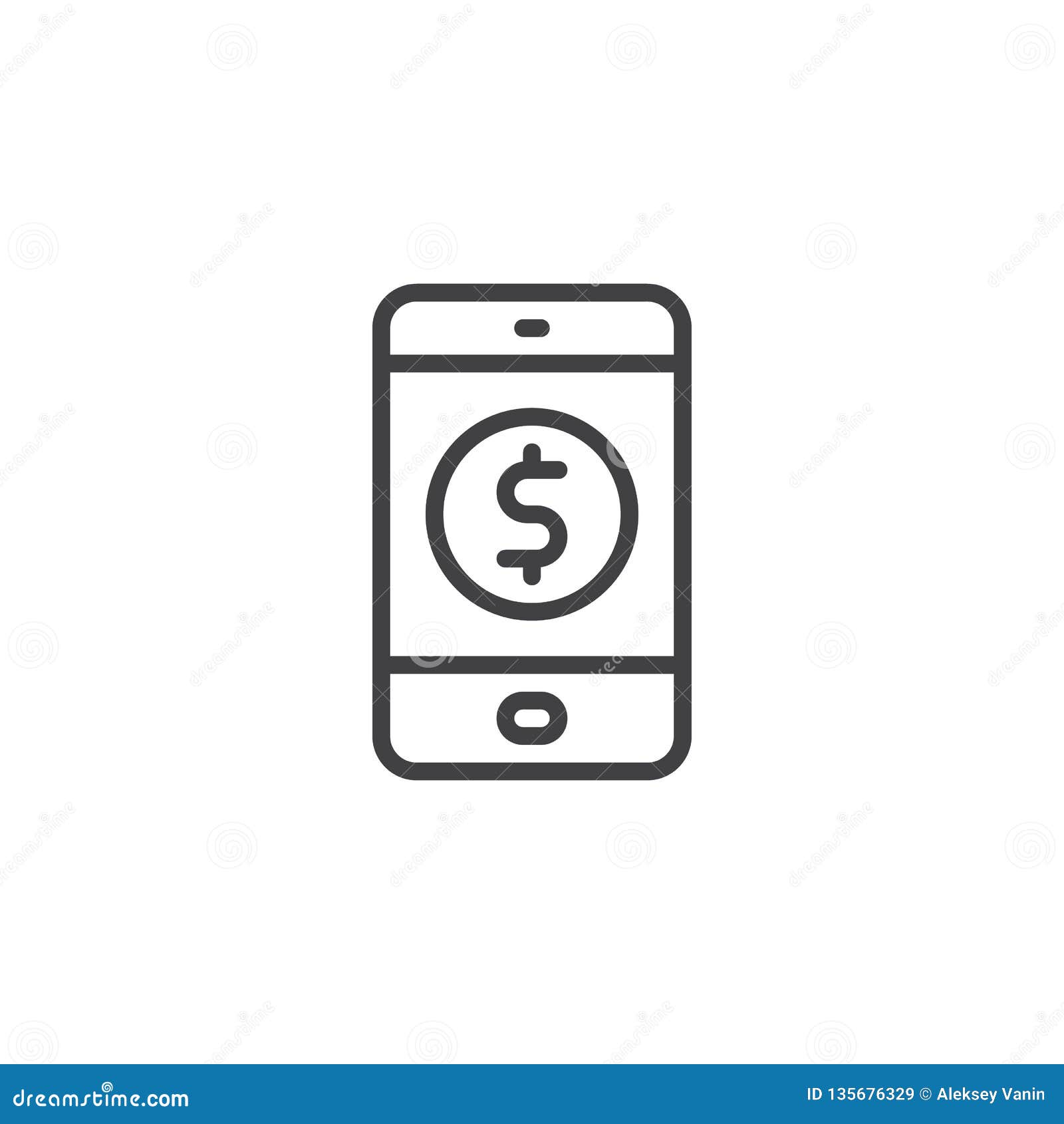 Mobile Banking App Outline Icon Stock Vector Illustration Of Button