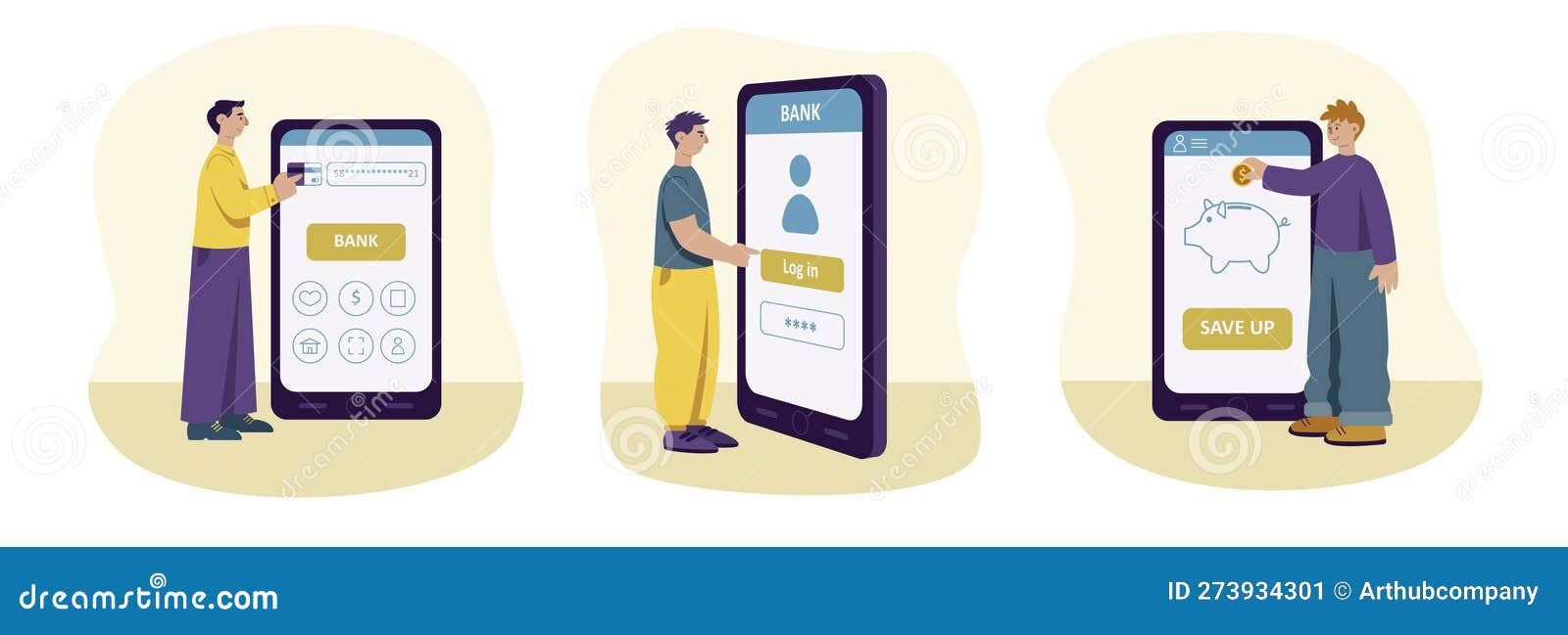 Mobile Banking App, User Interface Color Set 2d Vector Graphic Stock ...