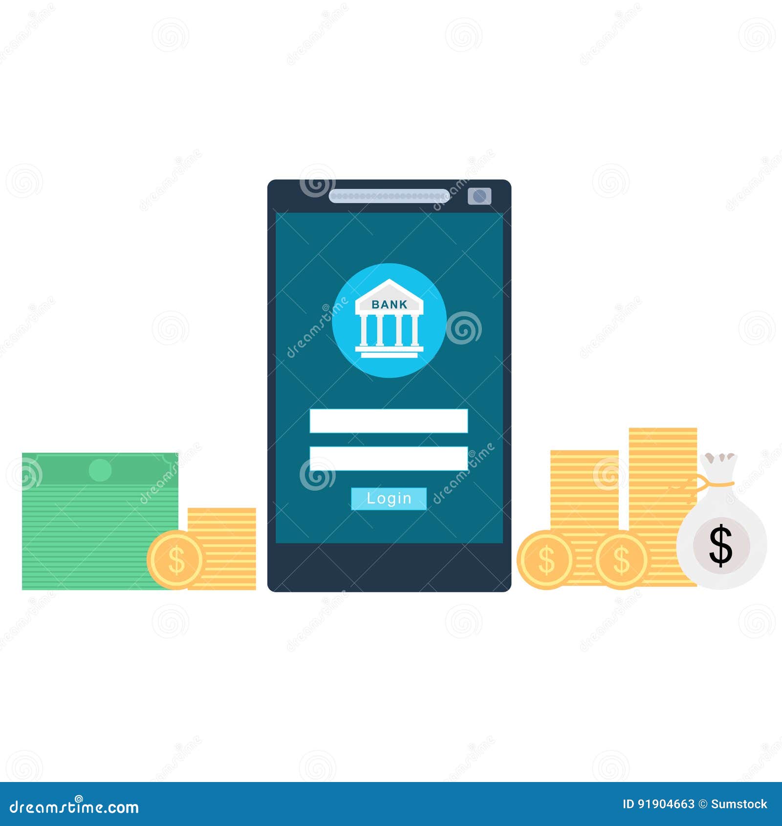 Mobile Banking Concept Illustration Stock Vector - Illustration of ...
