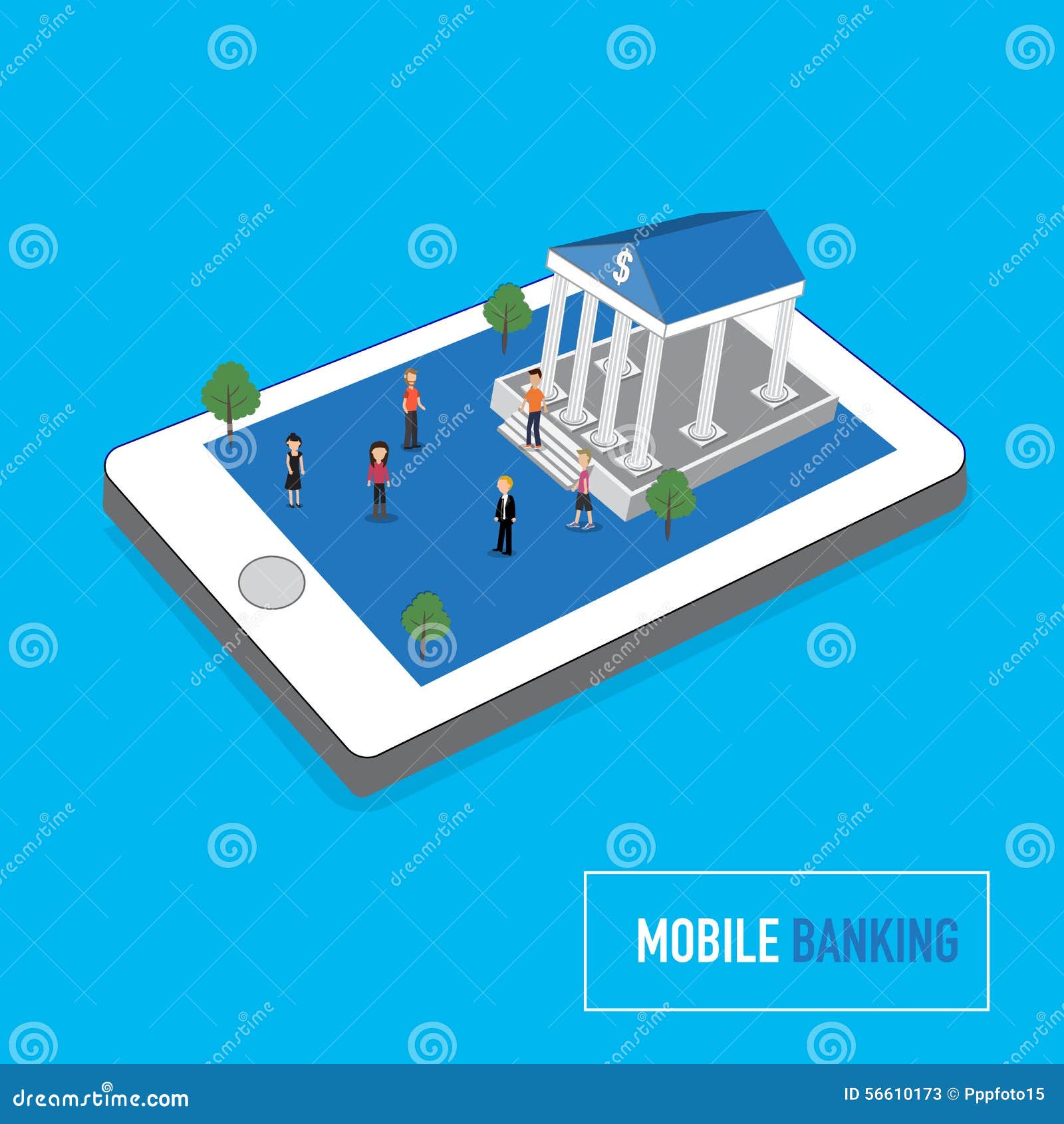 Mobile Banking Concept with Micro People on Smart Phone Touch Sc Stock ...