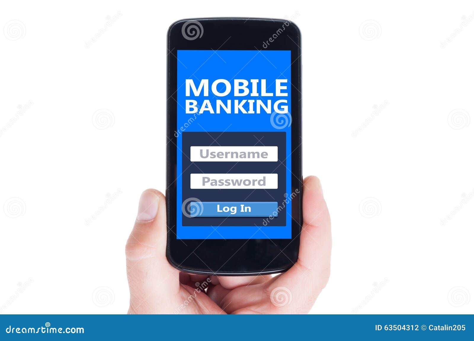 Mobile banking concept stock photo. Image of hand, interface - 63504312