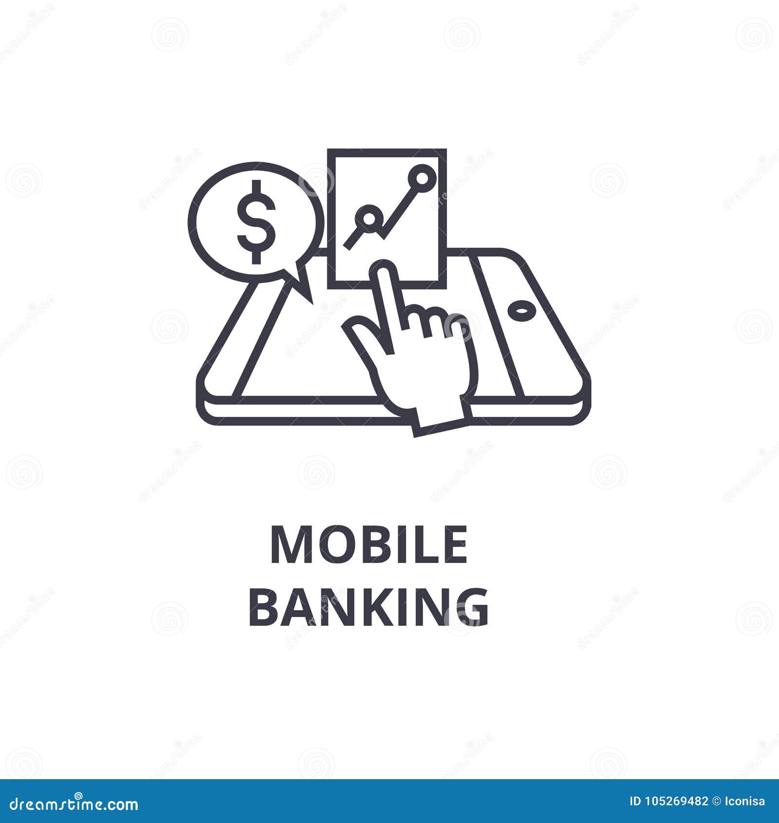 Mobile Banking Line Icon, Outline Sign, Linear Symbol, Vector, Flat ...