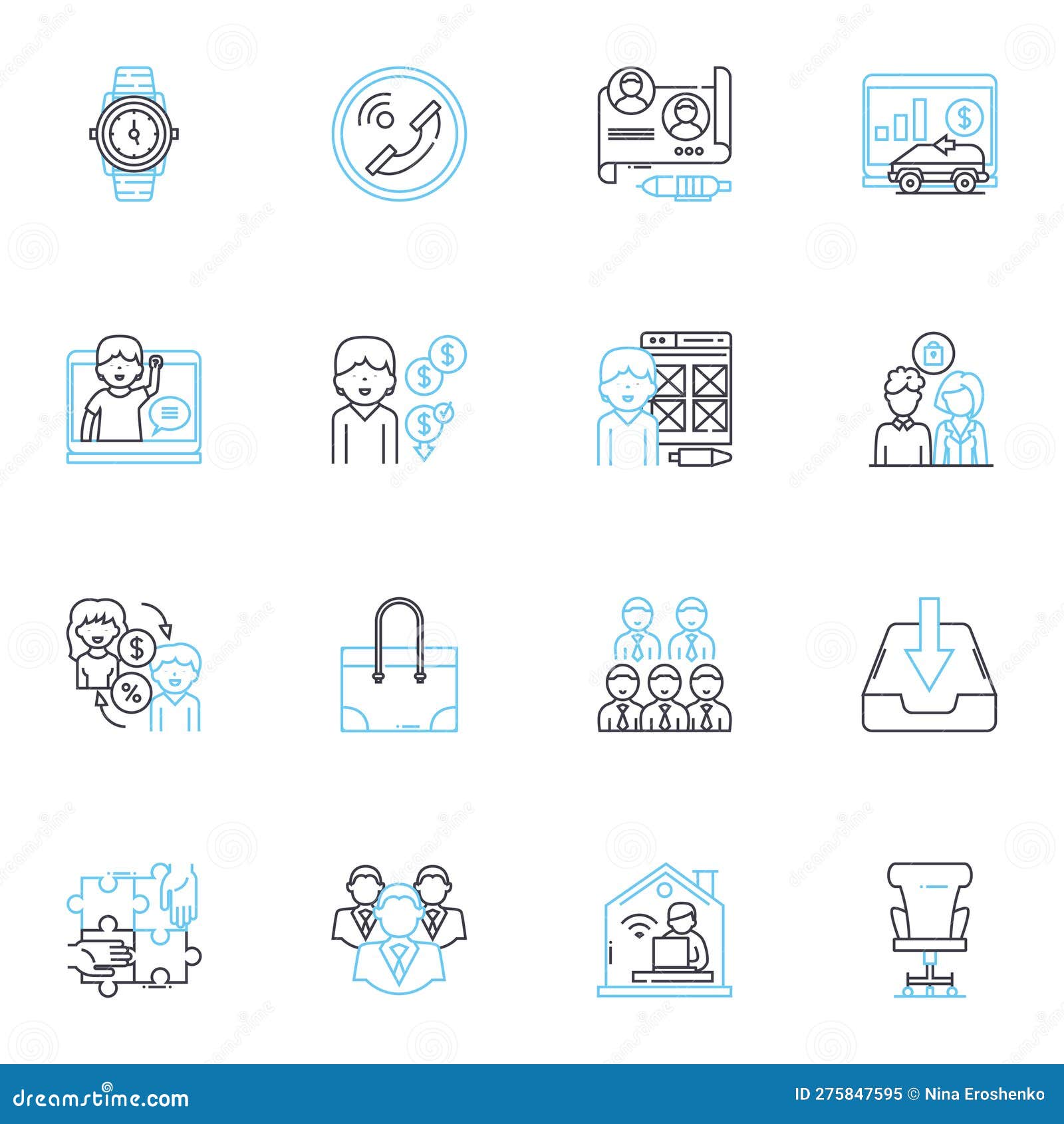 Mobile Banking Linear Icons Set. Convenience, Security, Efficiency ...