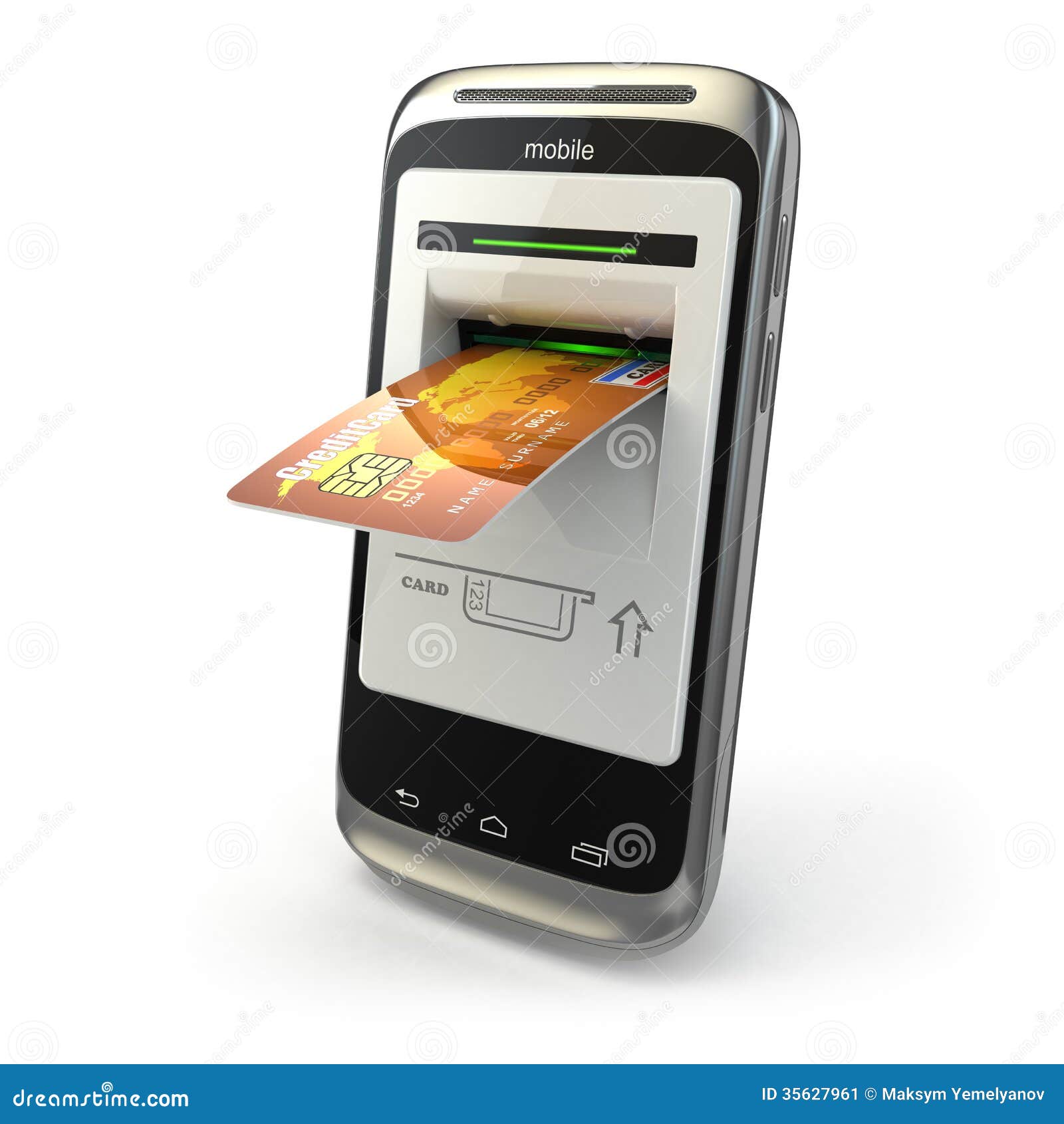 Mobile Banking. Mobile Phone As Atm and Credit Card Stock Illustration ...
