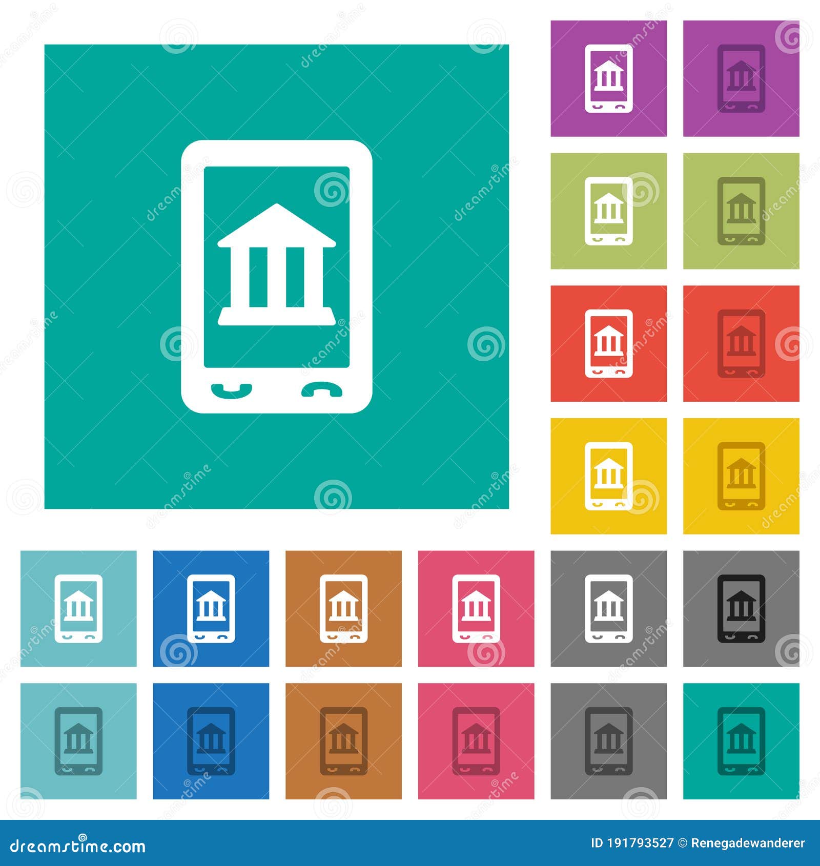 Mobile Banking Square Flat Multi Colored Icons Stock Vector ...