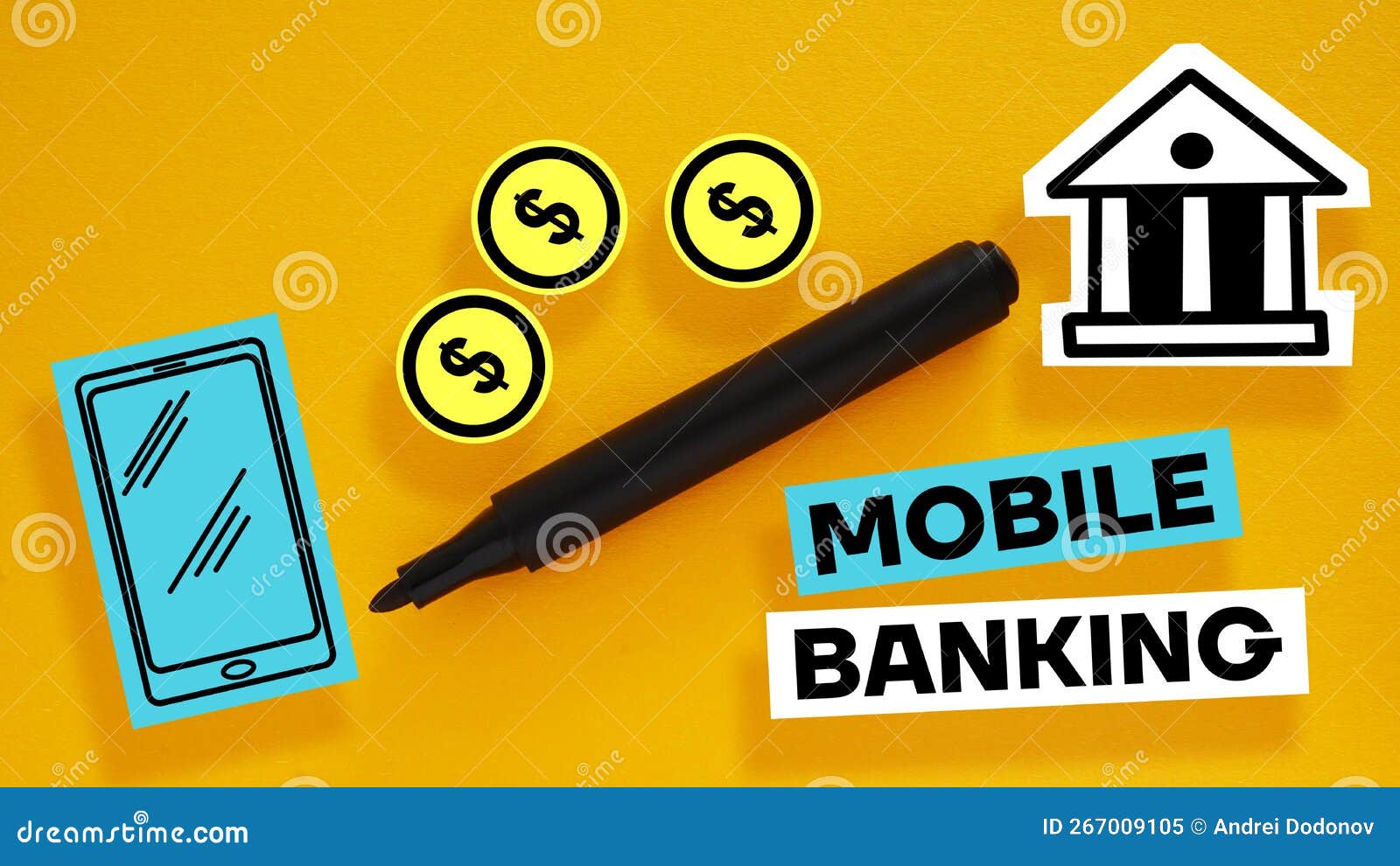 Mobile Banking is Shown Using the Text Stock Image - Image of money ...