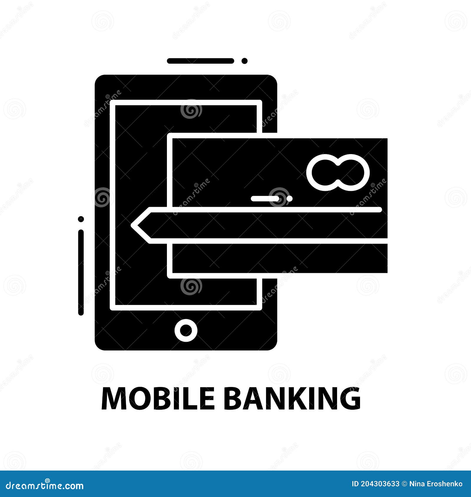 Mobile Banking Sign Icon, Black Vector Sign with Editable Strokes ...