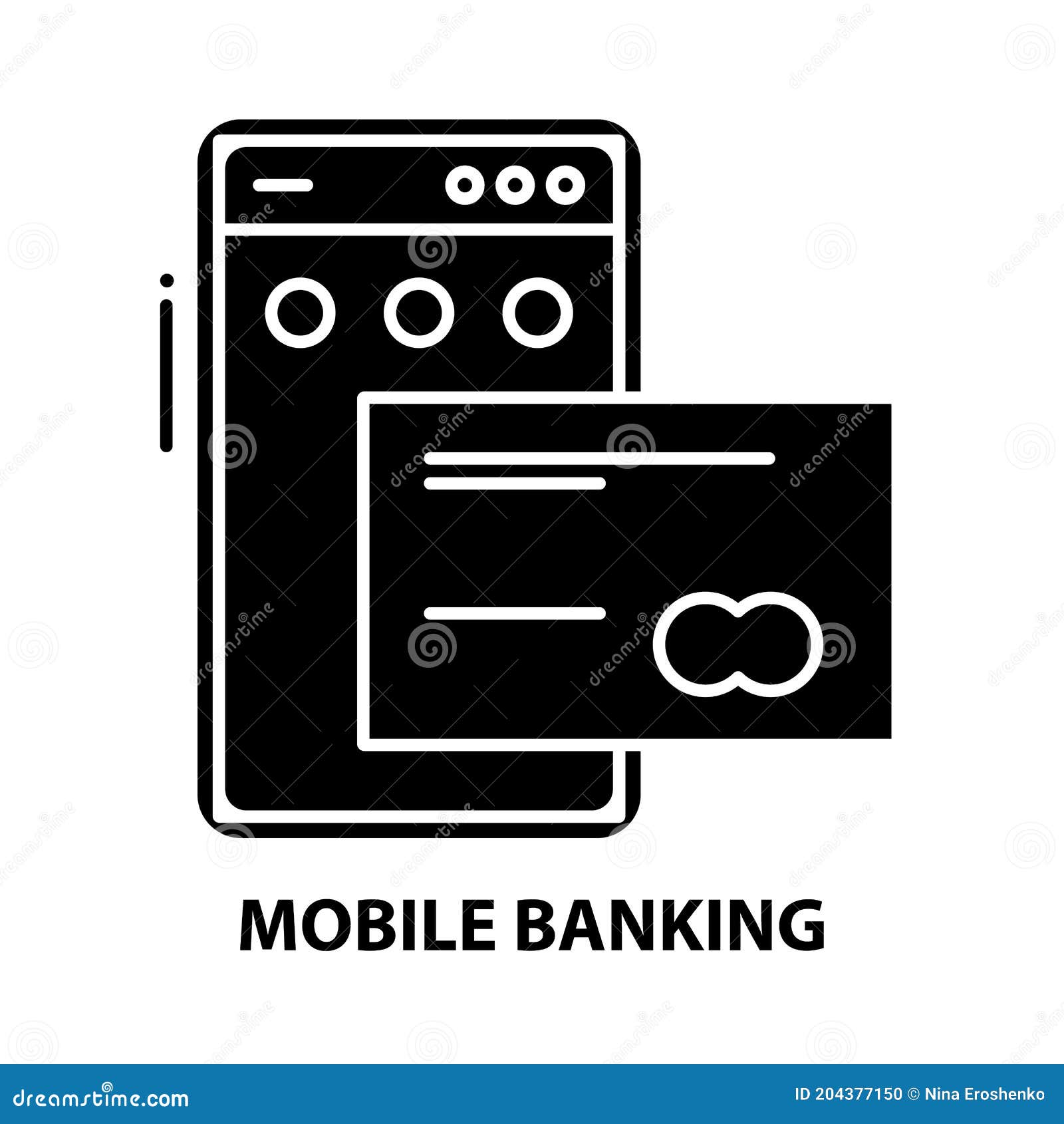 Mobile Banking Symbol Icon, Black Vector Sign with Editable Strokes ...