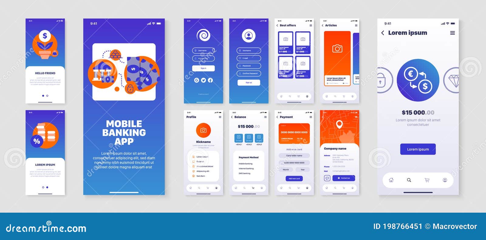 Mobile Banking User Interfaces Stock Vector - Illustration of nickname ...