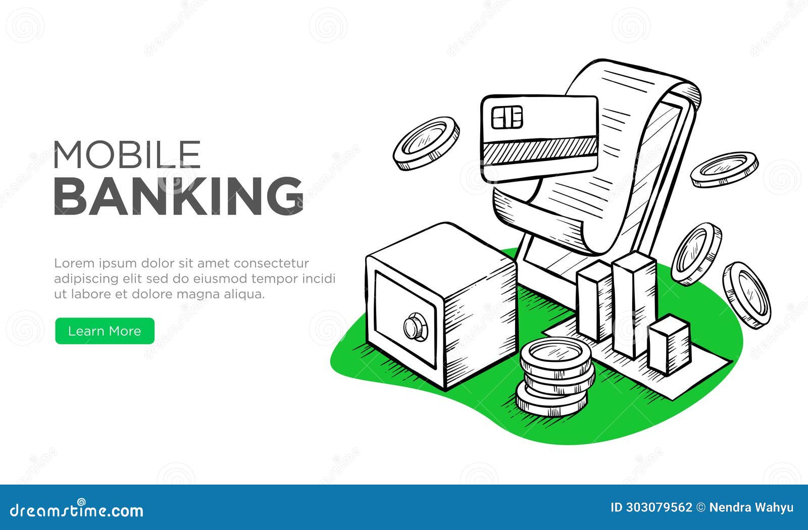Mobile Banking Vector Illustration. Stock Illustration - Illustration ...