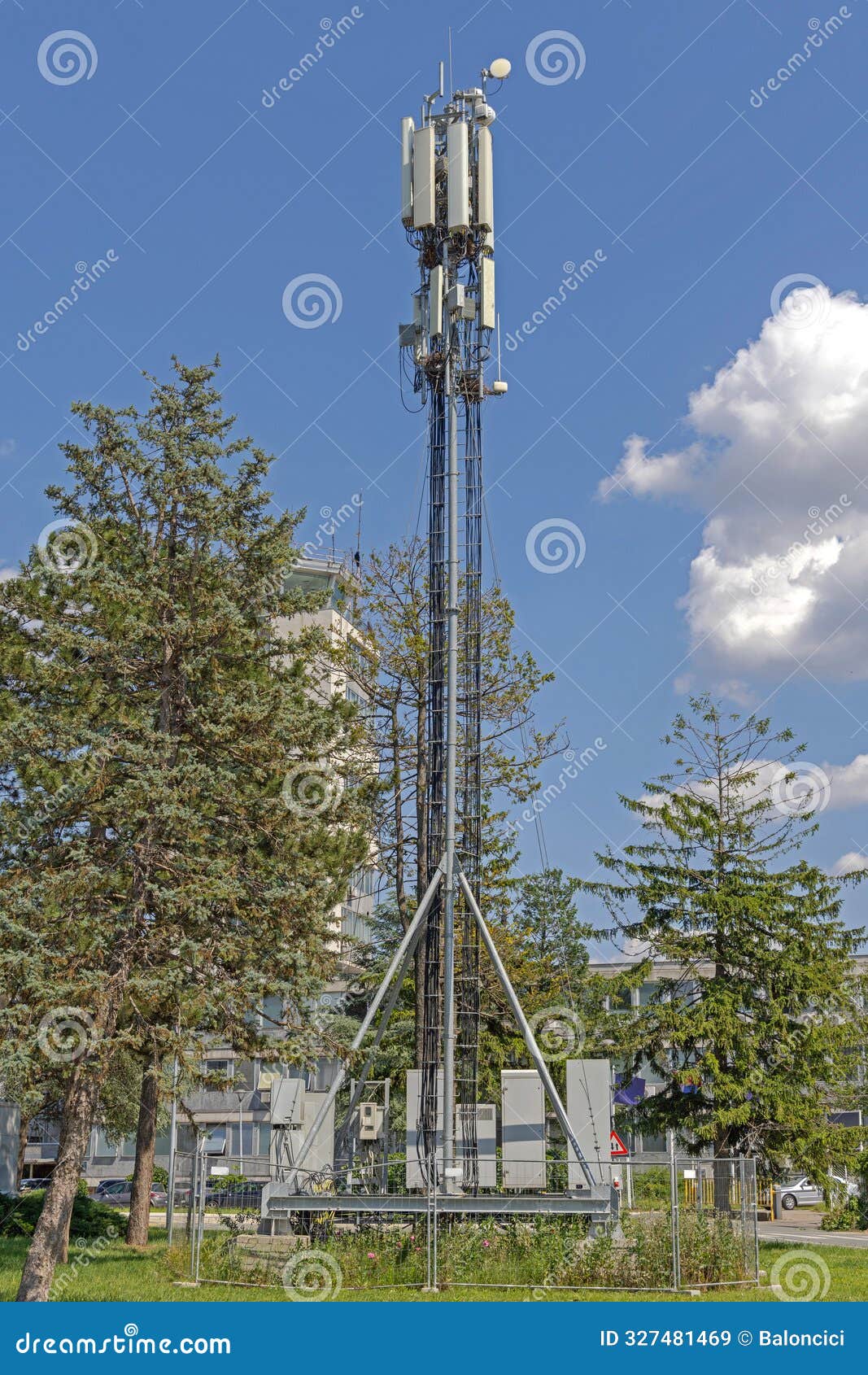 Base Station Mobile Network Antenna On A Steel Structure Mast With A ...