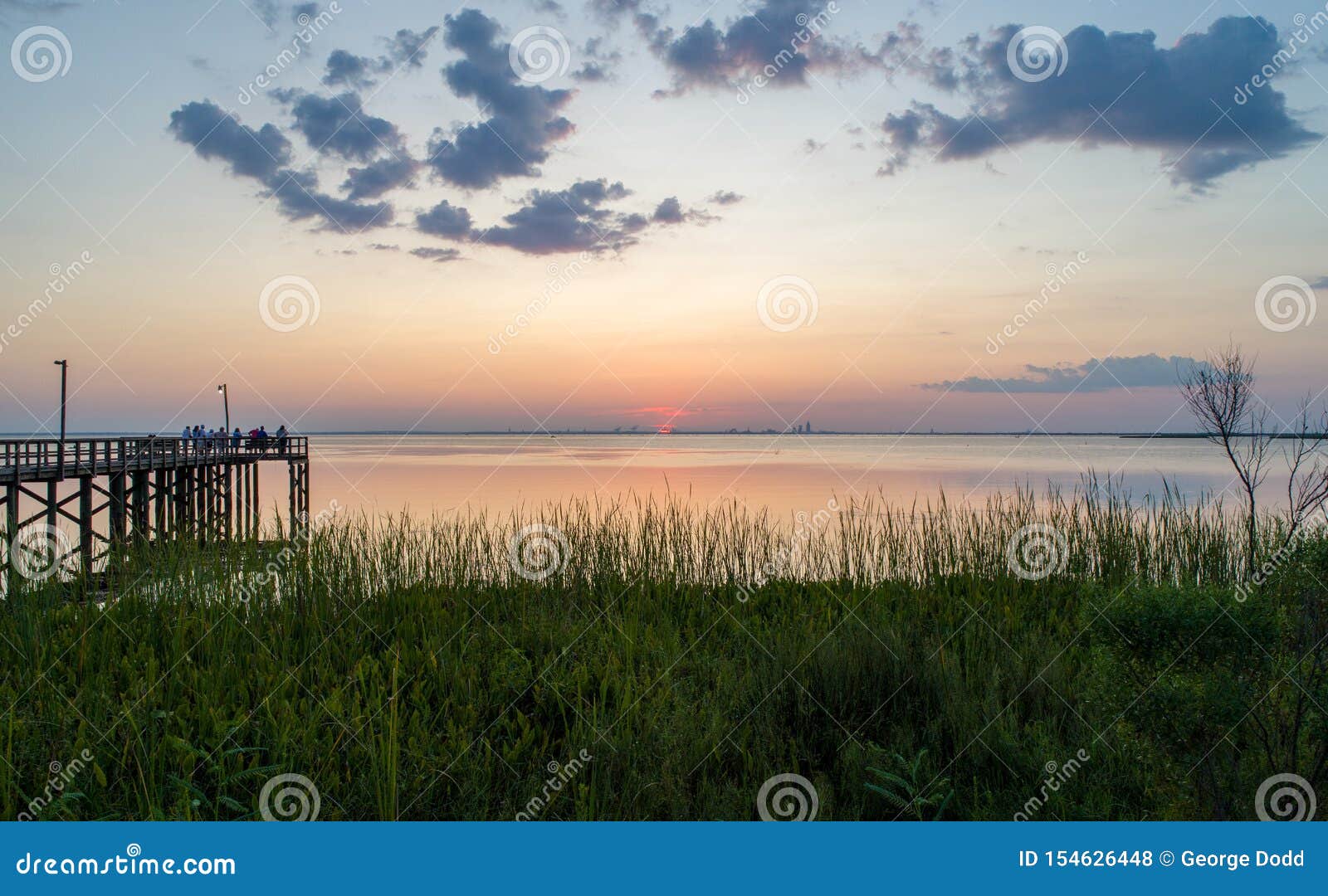 Mobile Bay, Alabama Summer Sunset Stock Photo - Image of waterfront ...