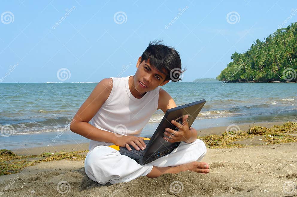 Mobile on the beach. stock photo. Image of internet, pristine - 1623422