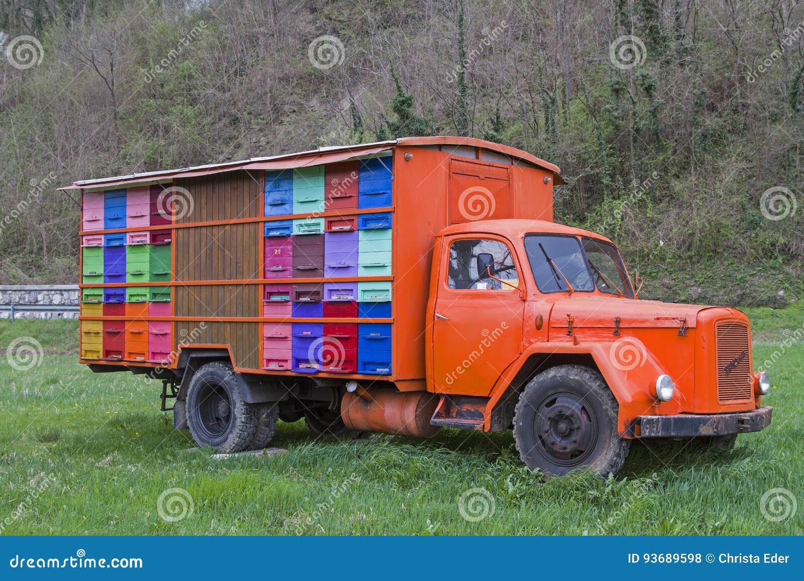The mobile bee house editorial stock photo. Image of truck - 93689598