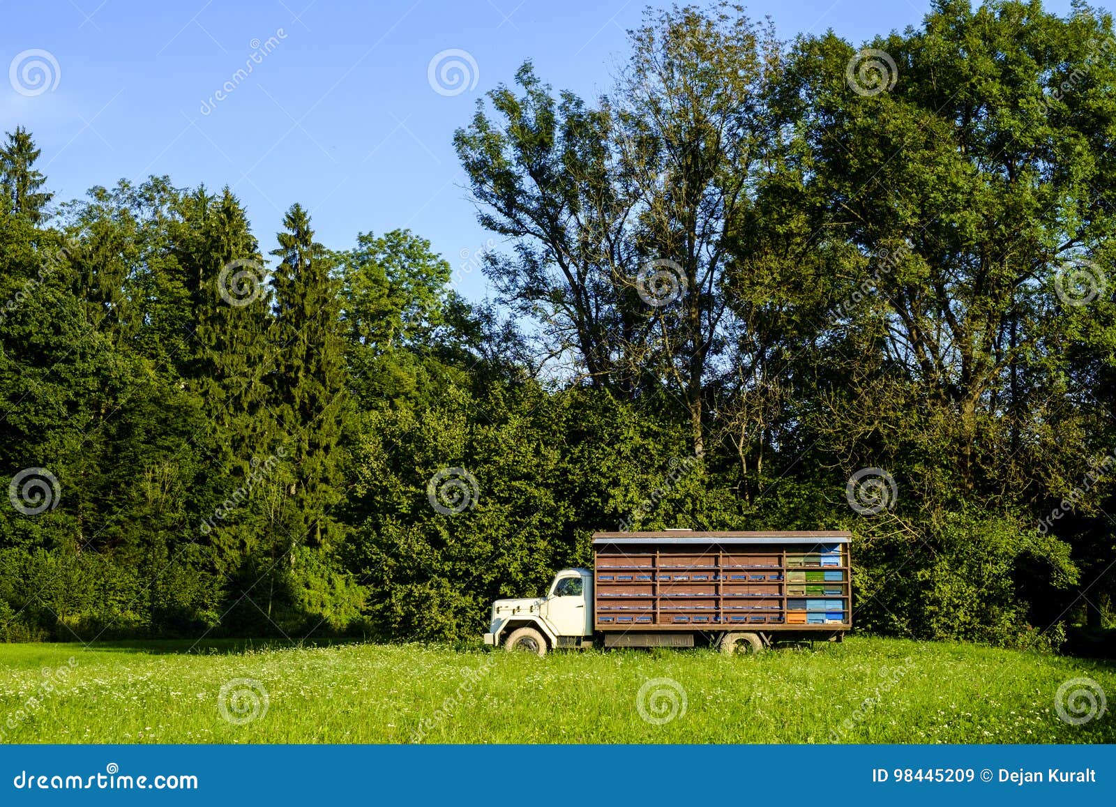 Mobile beehive on a truck stock image. Image of honey - 98445209