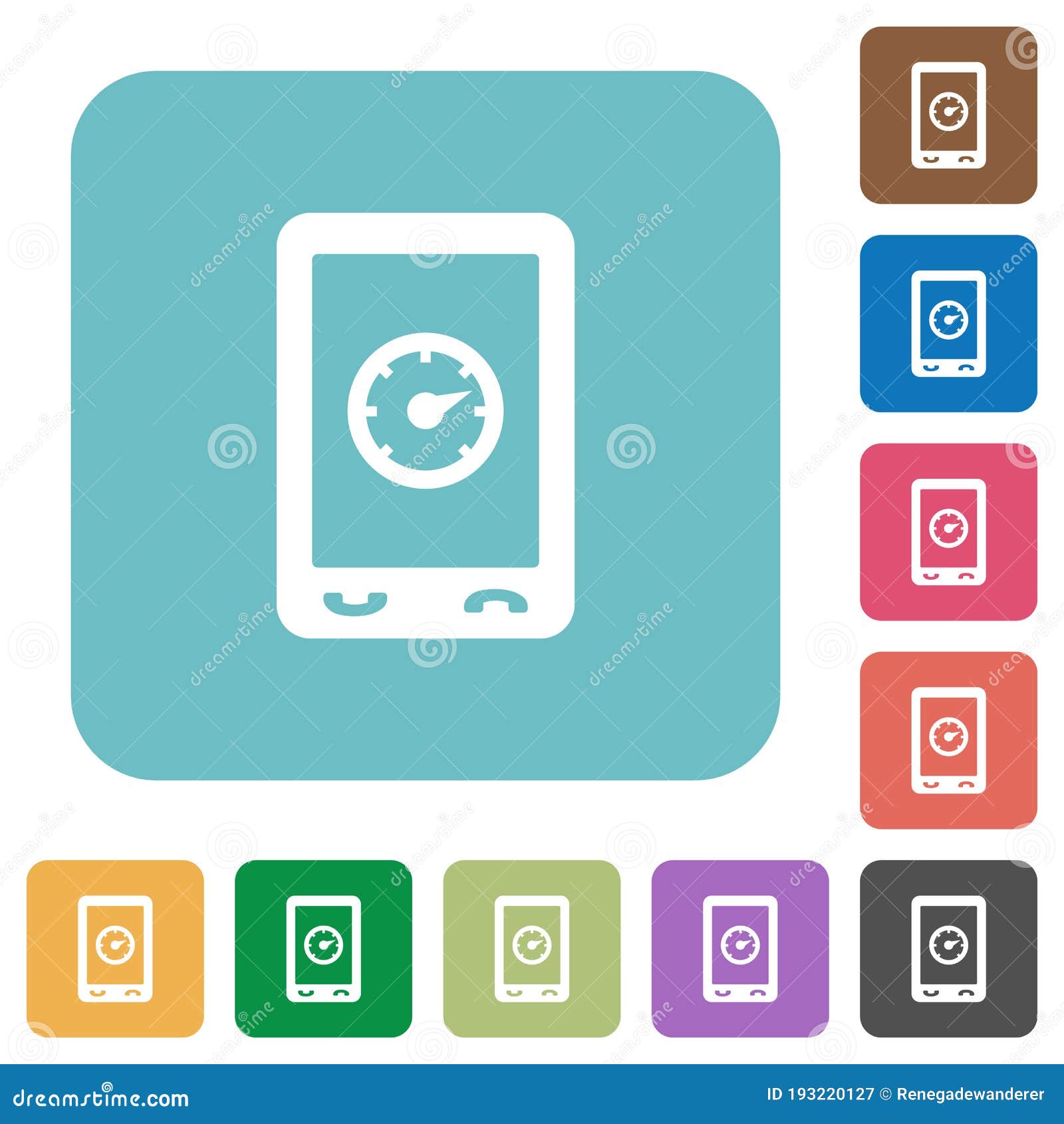 Mobile Benchmark Rounded Square Flat Icons Stock Vector - Illustration ...