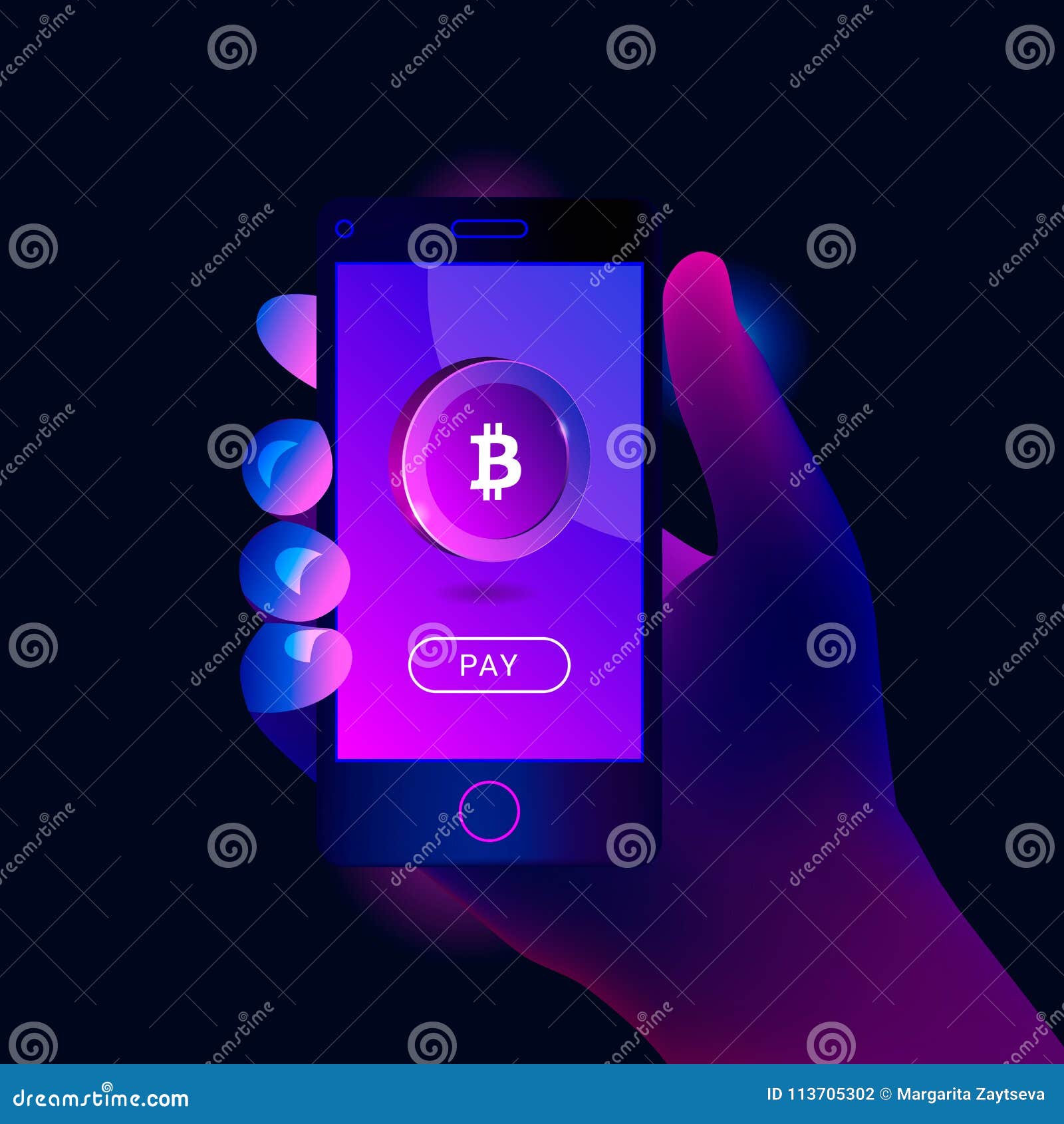 Mobile Bitcoin Payment Concept. Stock Vector - Illustration of ...