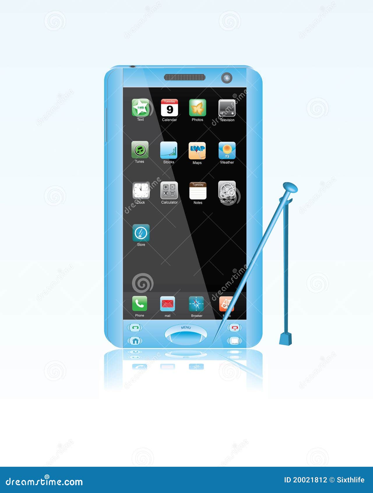 Mobile Blue stock vector. Illustration of button, inside - 20021812