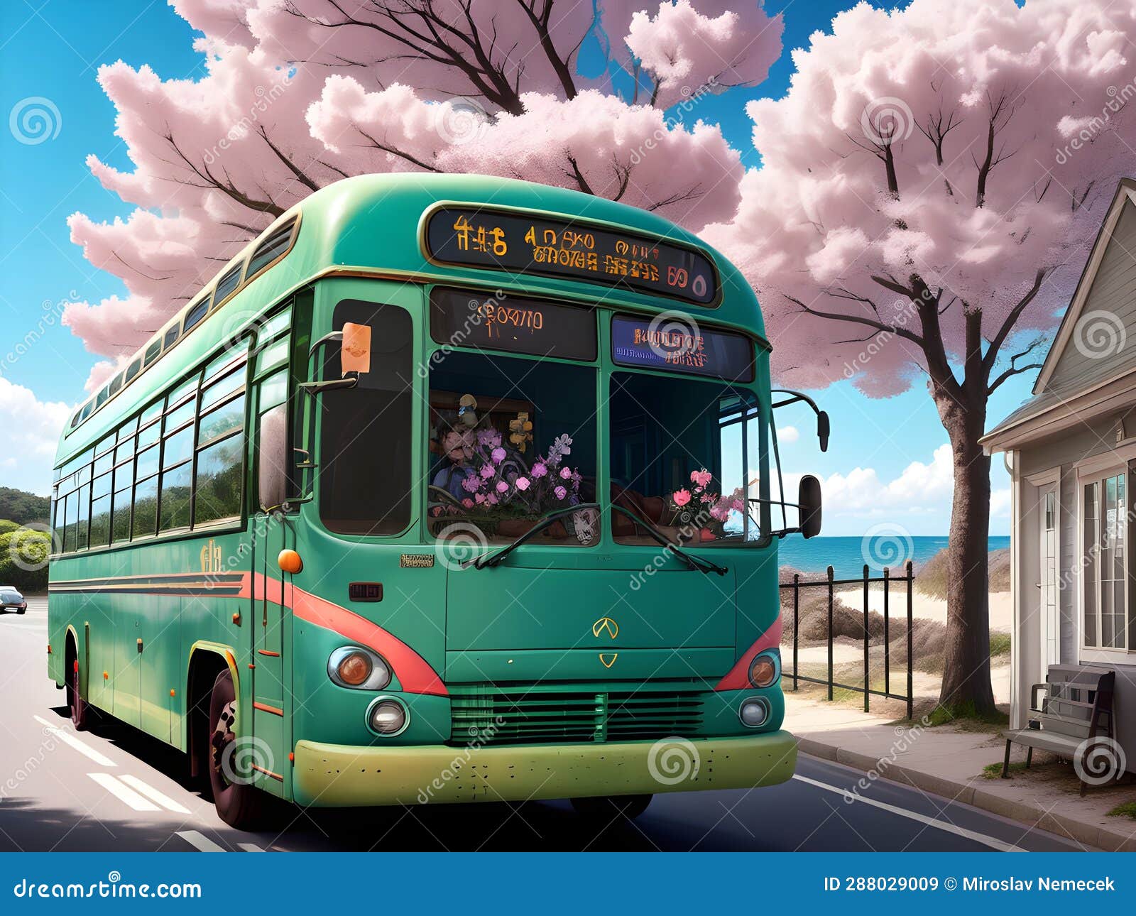 Mobile Book Library Bus, Generative AI Illustration Stock Illustration ...