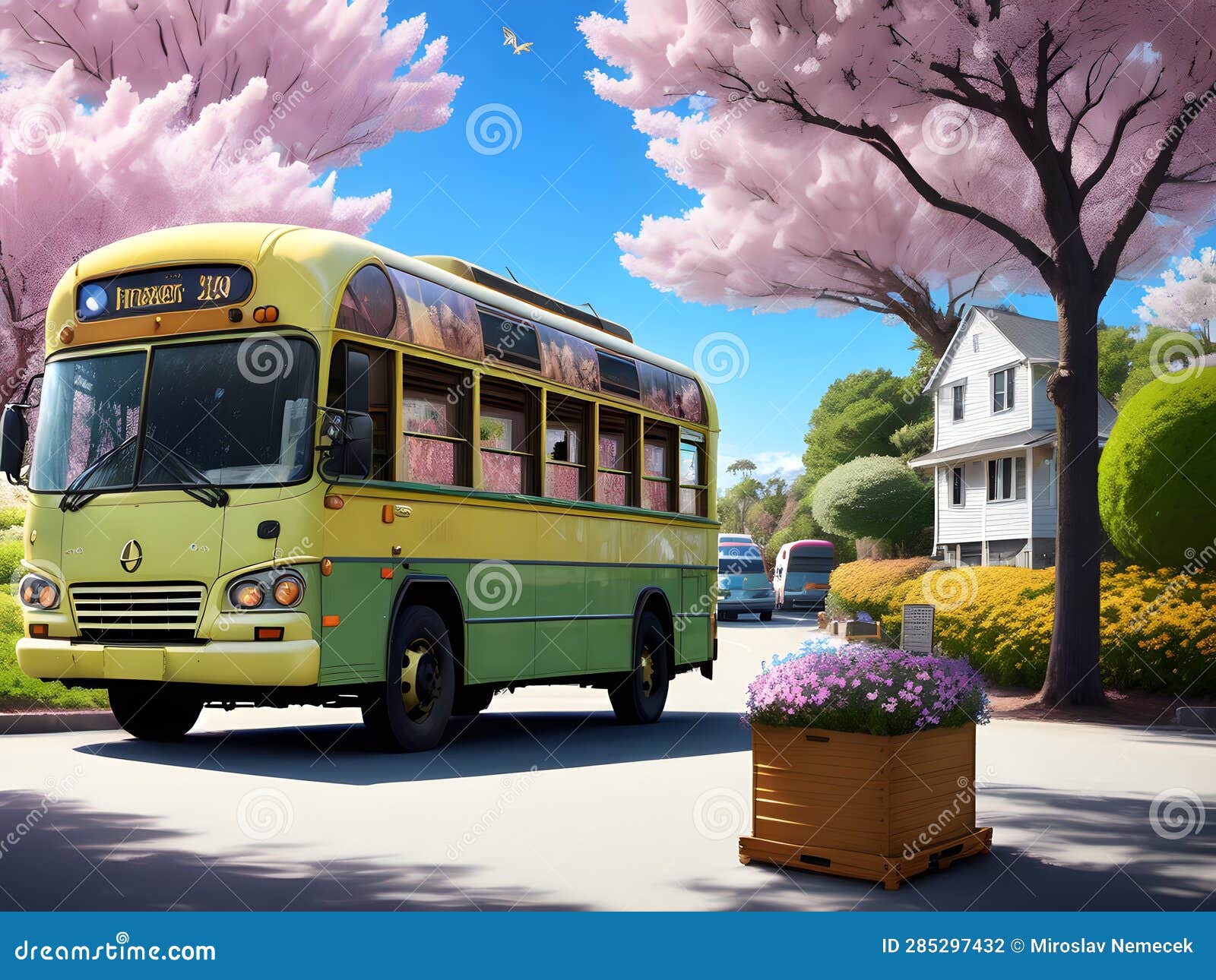 Mobile Book Library Bus, Generative AI Illustration Stock Illustration ...