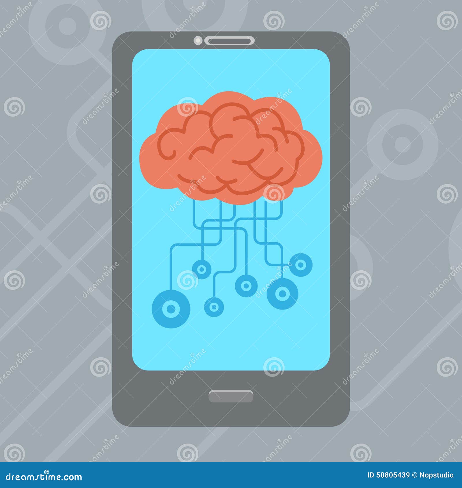 Mobile Brain stock vector. Illustration of gear, action - 50805439