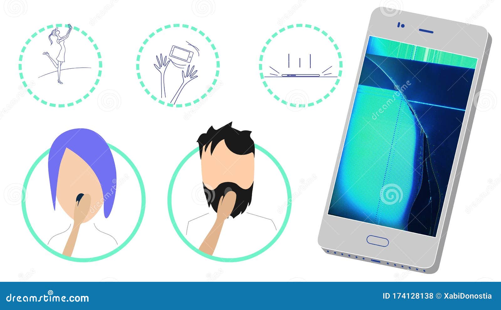 Mobile Broken by Accidental Fall. Concept of Needing To Change Mobile ...