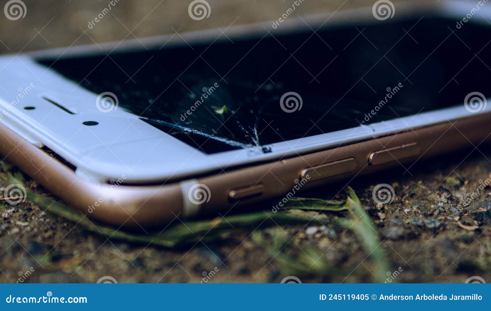 Mobile with Broken Screen on the Ground Stock Image - Image of gadget ...