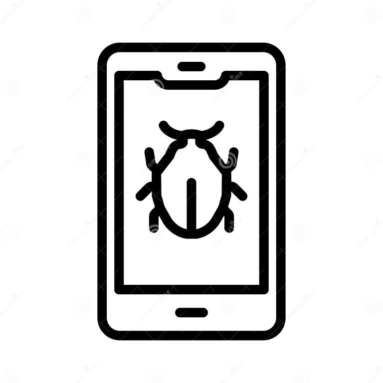 Mobile Bug icon stock vector. Illustration of symbol - 225662536