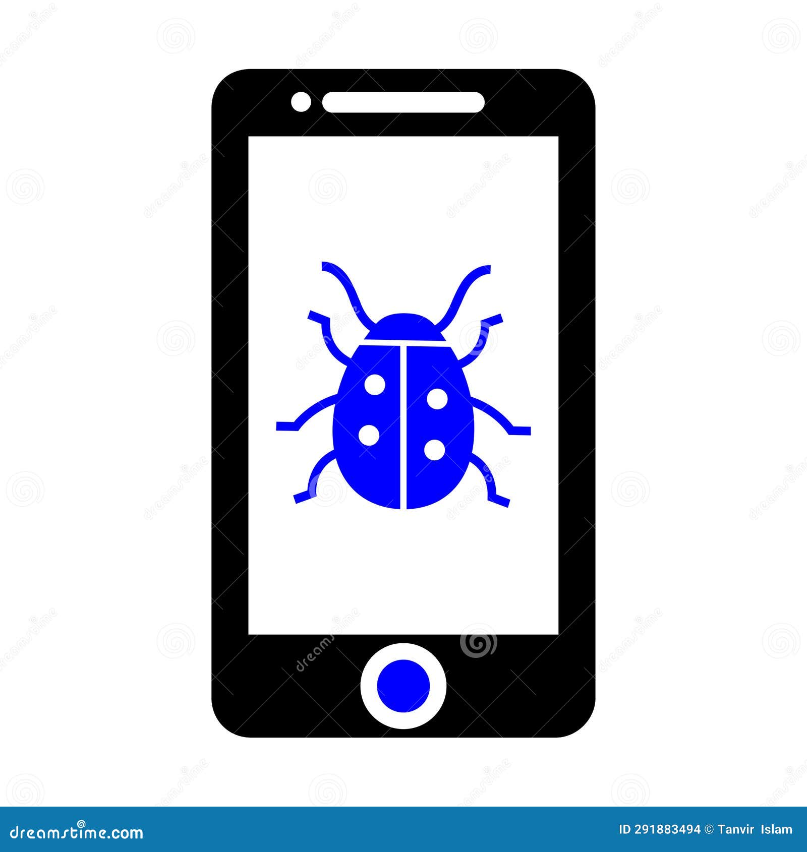 Mobile Bug Icon stock illustration. Illustration of virus - 291883494