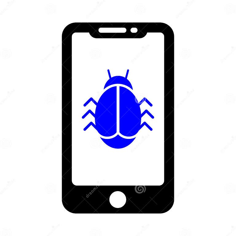 Mobile Bug Icon stock illustration. Illustration of symbol - 358759607