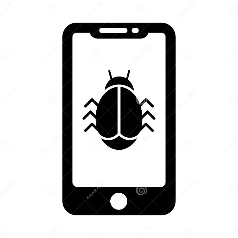 Mobile Bug Icon stock illustration. Illustration of bangladesh - 358759732