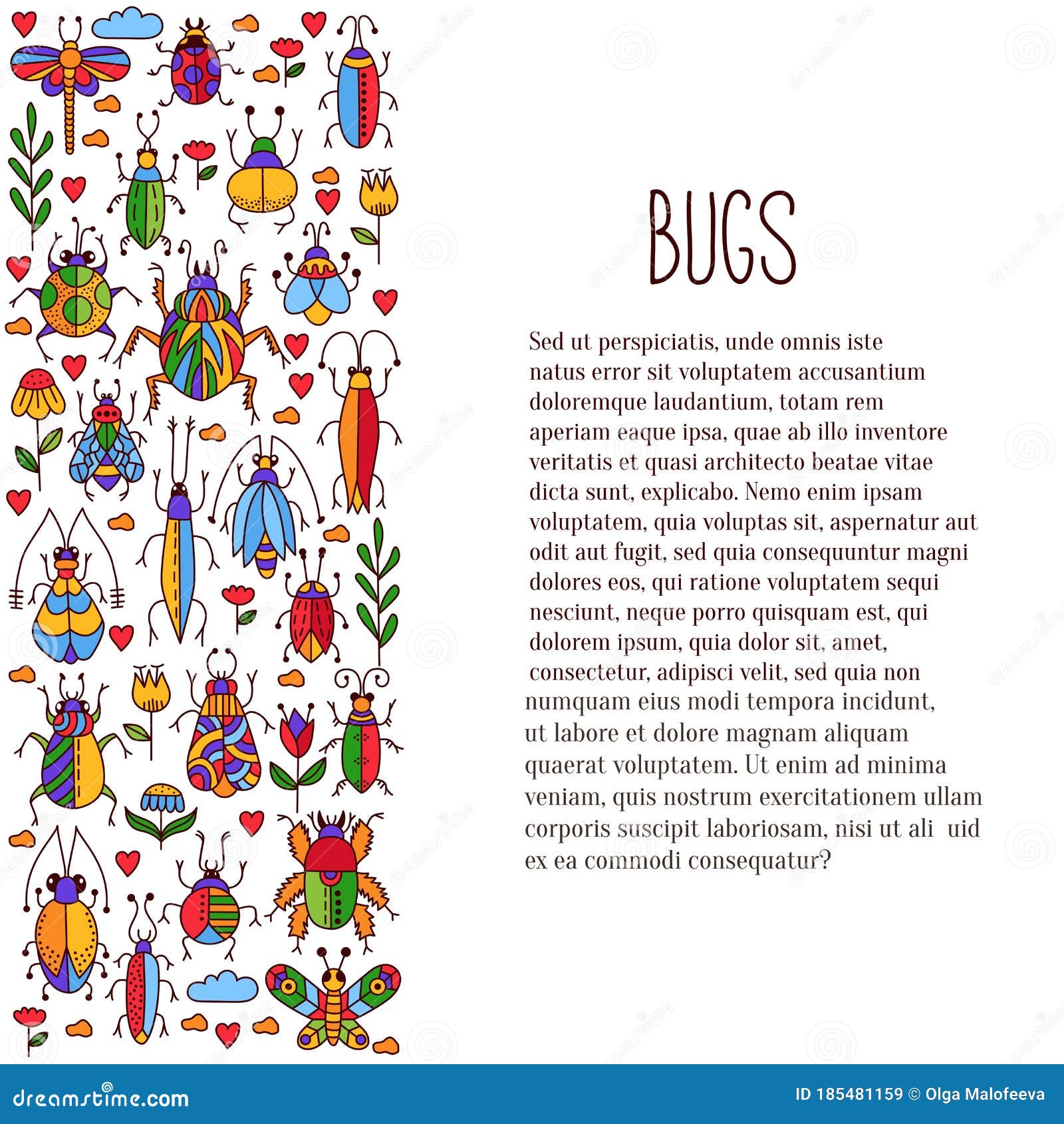 Bugs Insects Hand Drawn Banner. Pest Control Concept. Entomology Poster ...