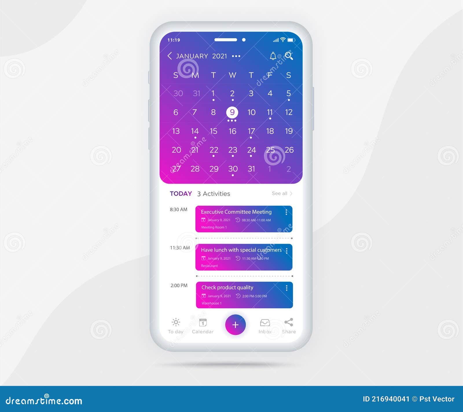 Mobile App Calendar Planner Concept, Activity Calendar Template UI UX ...