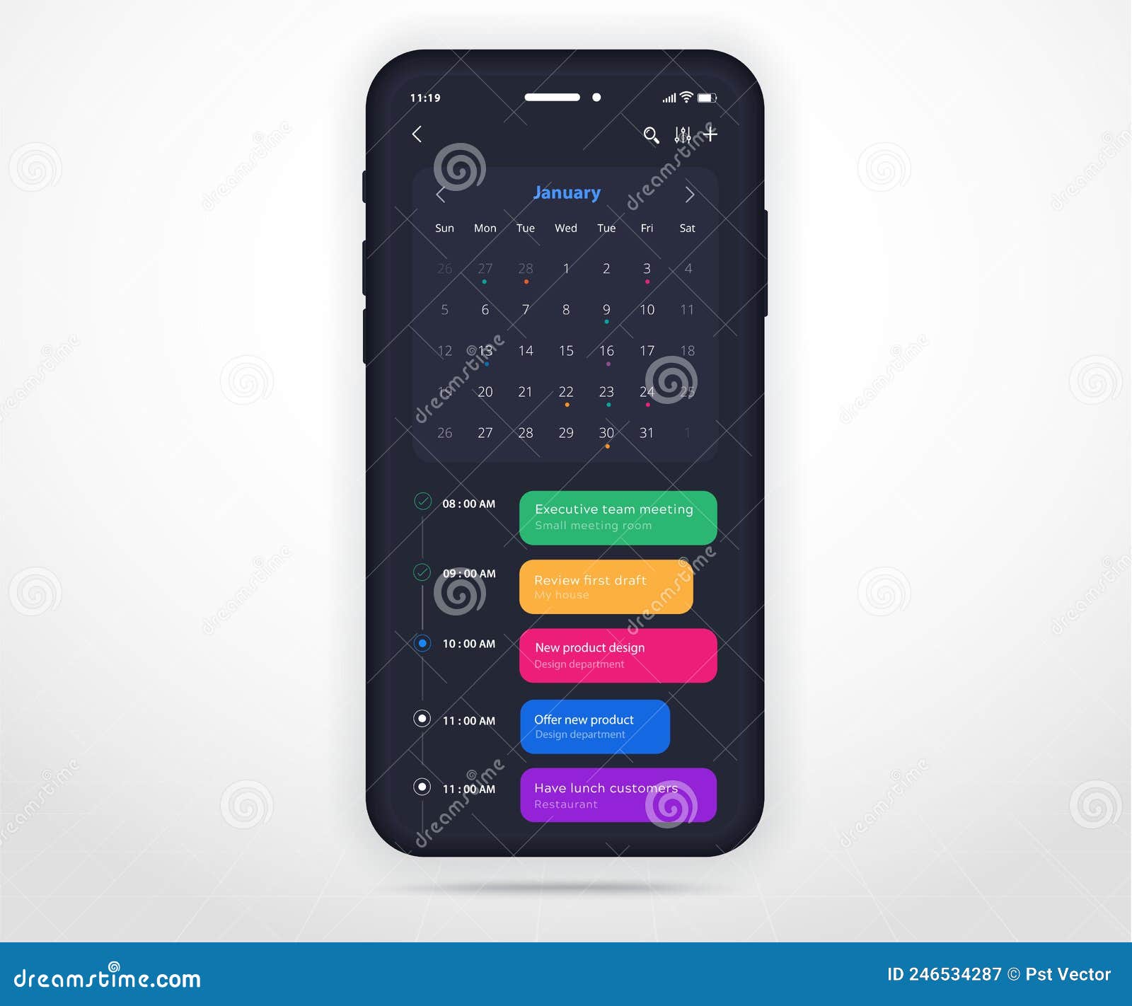 Mobile App Calendar Planner Concept, Appointment Calendar Template UI ...