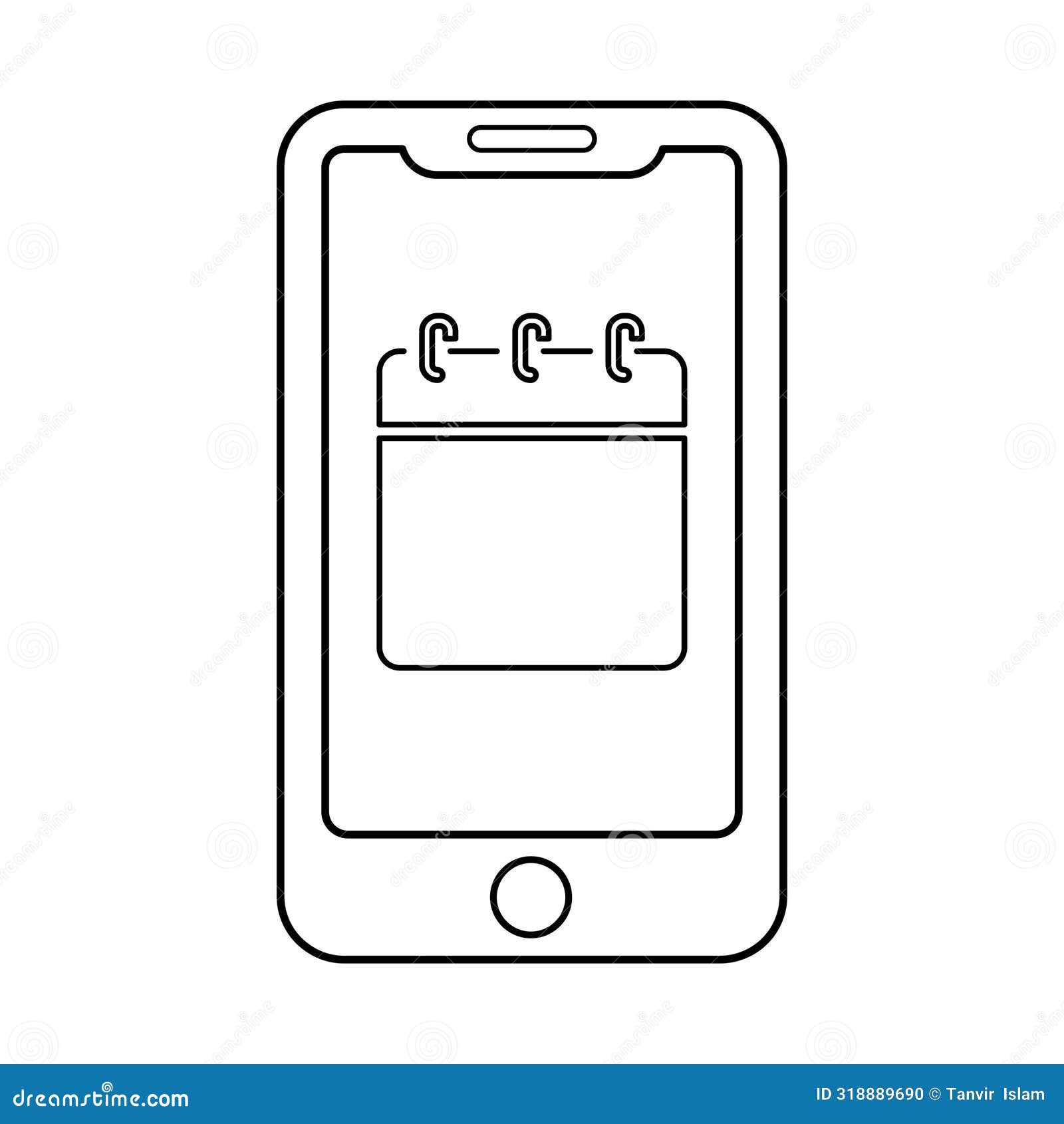 Mobile Calendar Icon Line Vector Graphics Stock Vector - Illustration ...