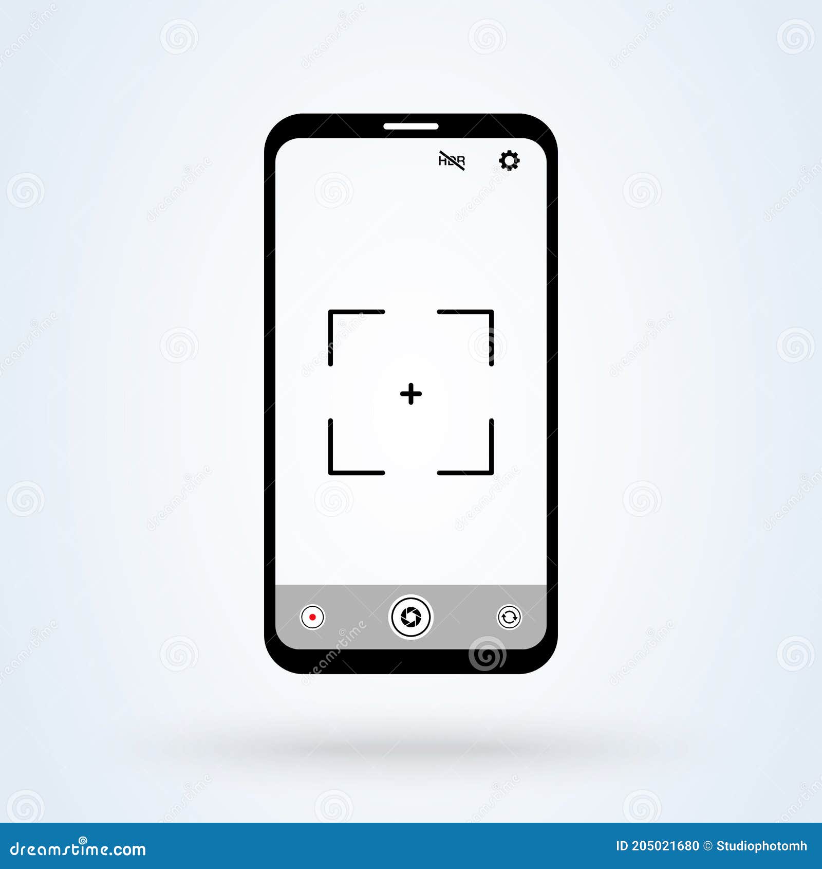 Mobile Camera App Screen Template. Mobile Phone with Camera Interface ...