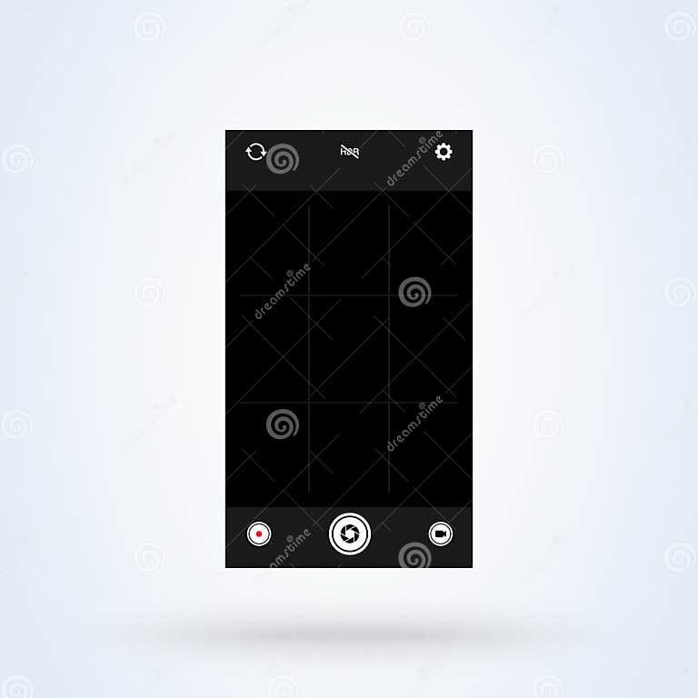 Mobile Camera App Screen Template. Mobile Phone with Camera Interface ...